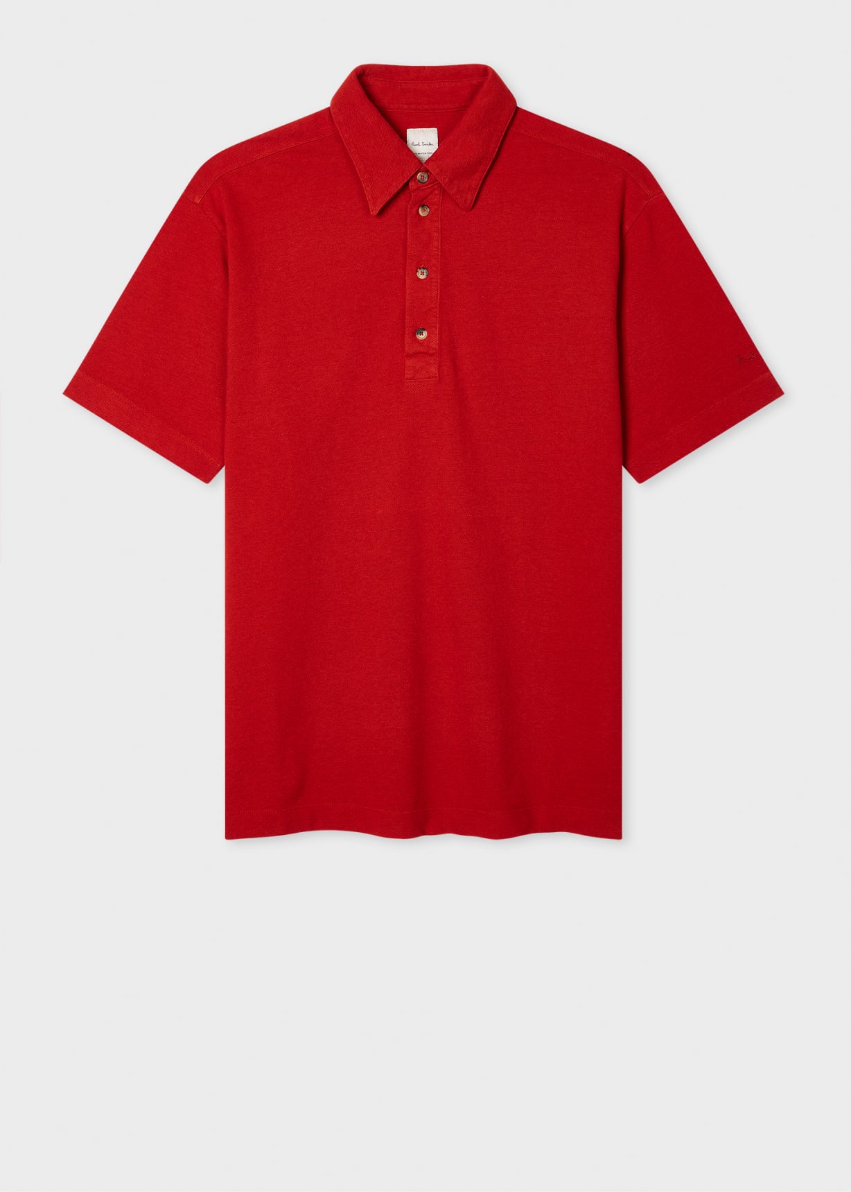 Men's Red Cotton-Linen Polo Shirt