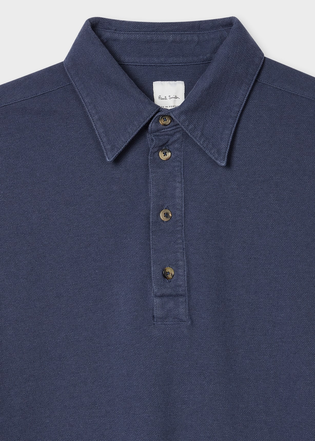 Men's Washed Blue Cotton-Linen Polo Shirt