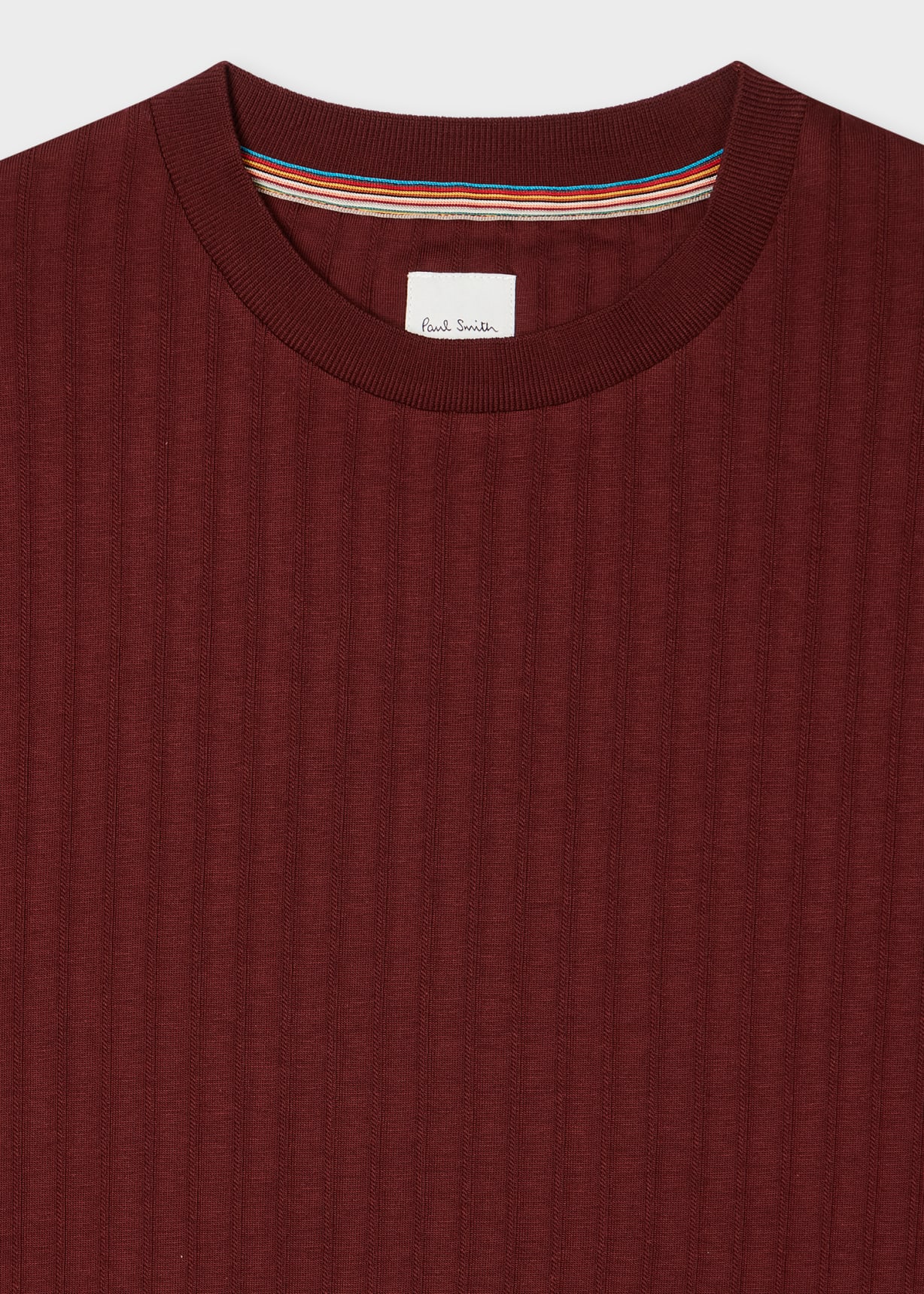 Men's Burgundy Integrated Rib Cotton T-Shirt