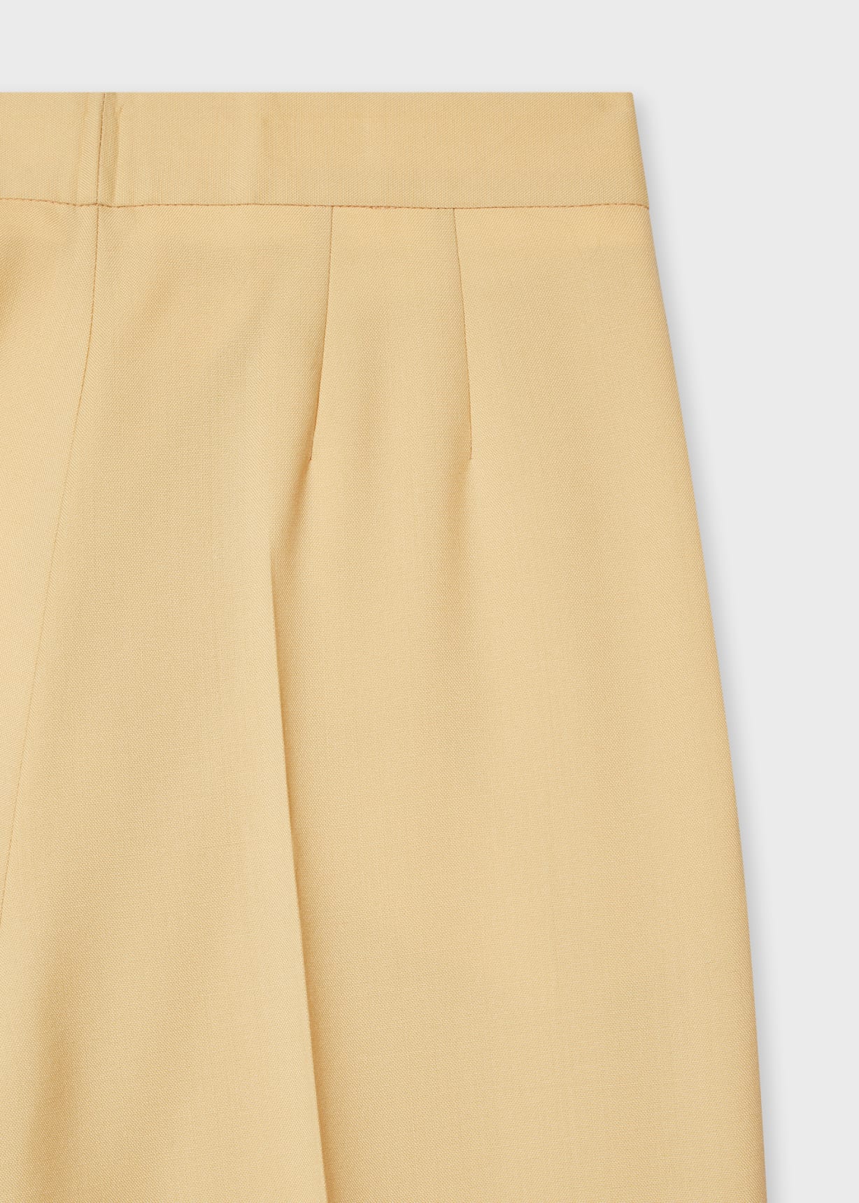 Women's Muted Yellow Wool Wide-Leg Trousers