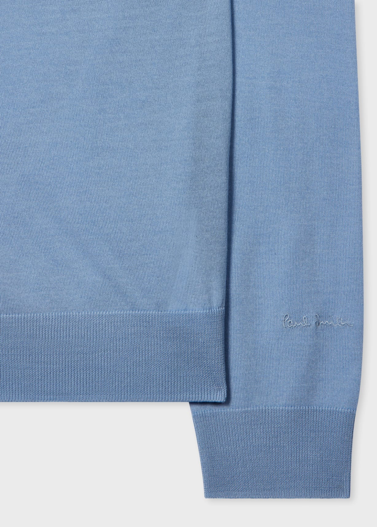 Men's Light Blue Merino Wool Knitted Long-Sleeve Polo Shirt