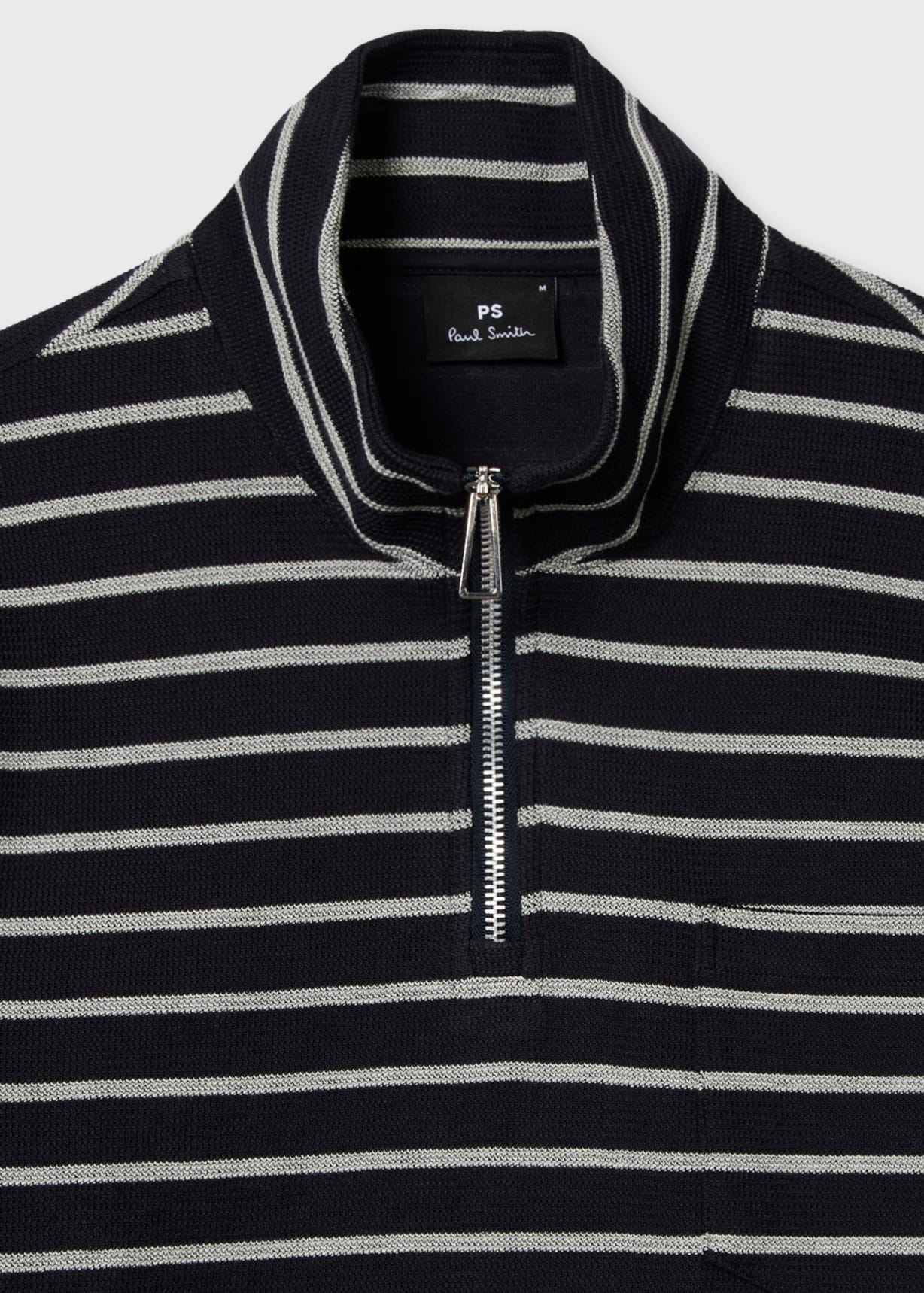Men's Navy Textured Stripe Zip Neck Sweatshirt