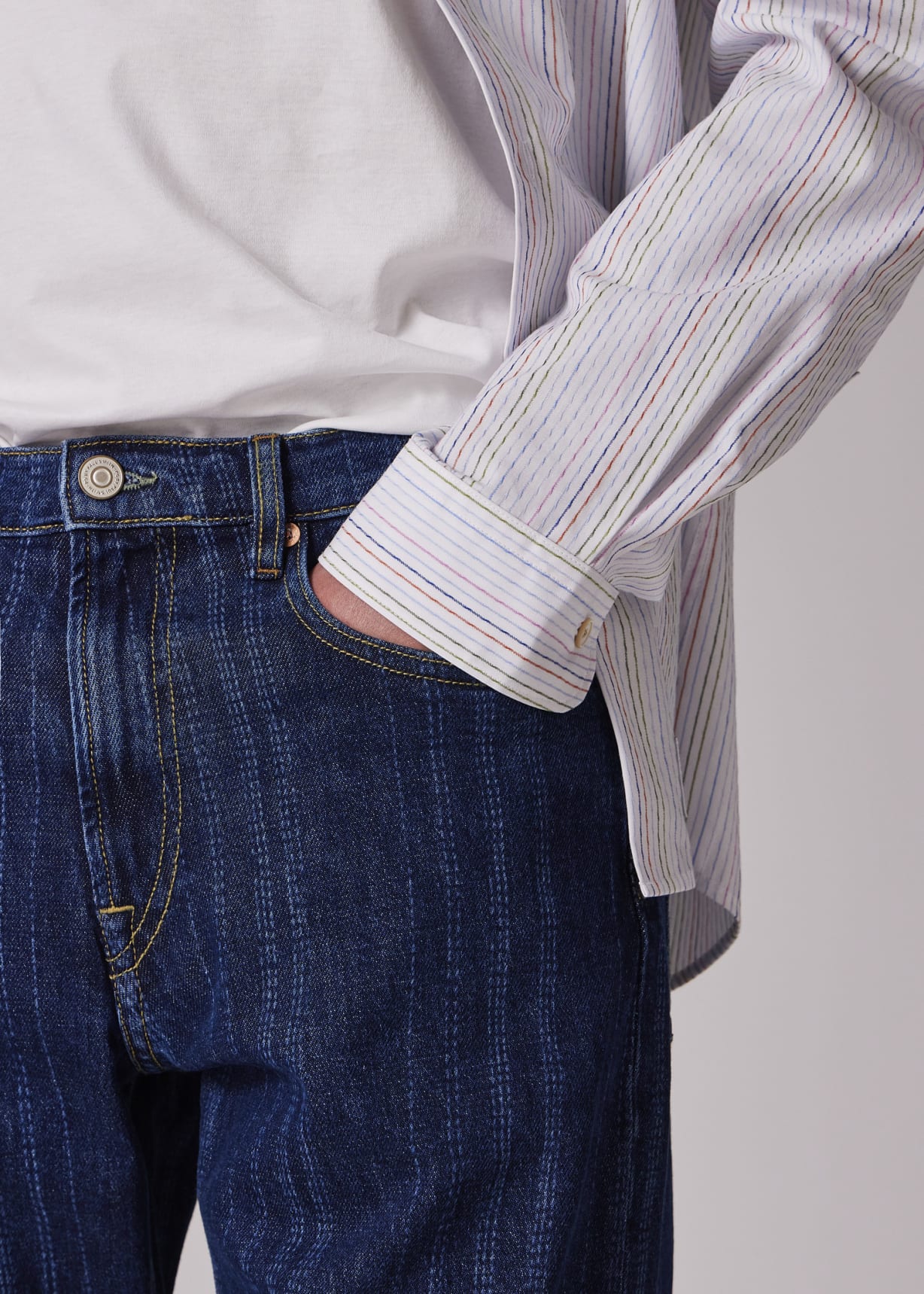 Men's Relaxed Tapered-Fit Laser Stripe Jeans