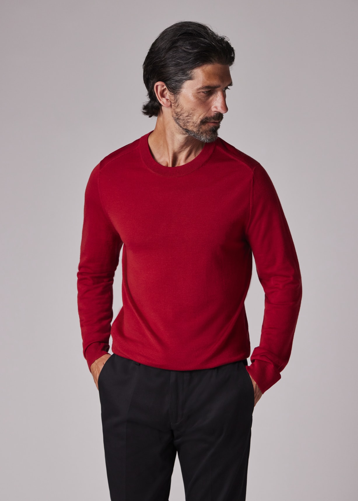 Men's Red Merino Wool Sweater