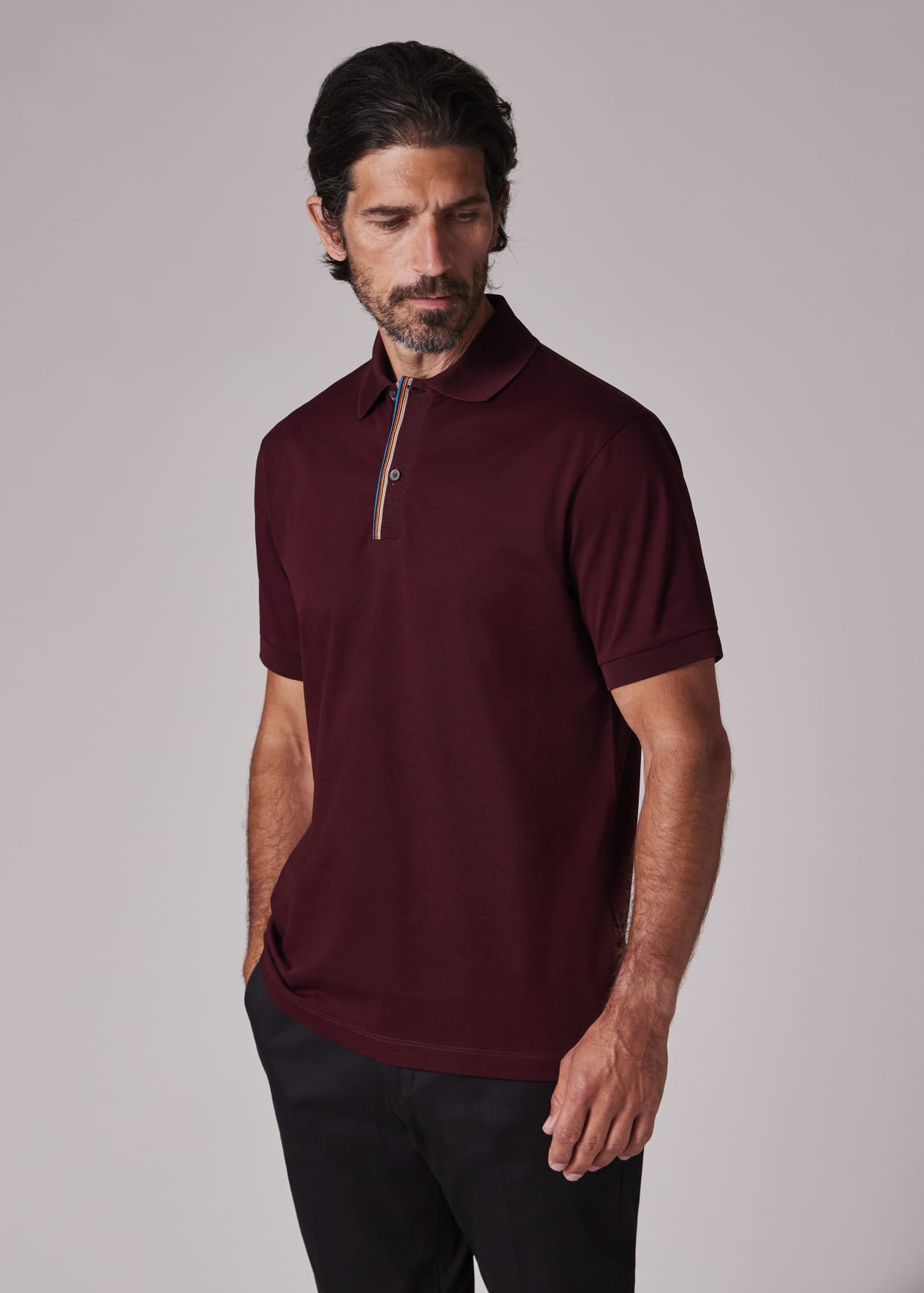 Maroon 'Signature Stripe' Trim Polo Shirt