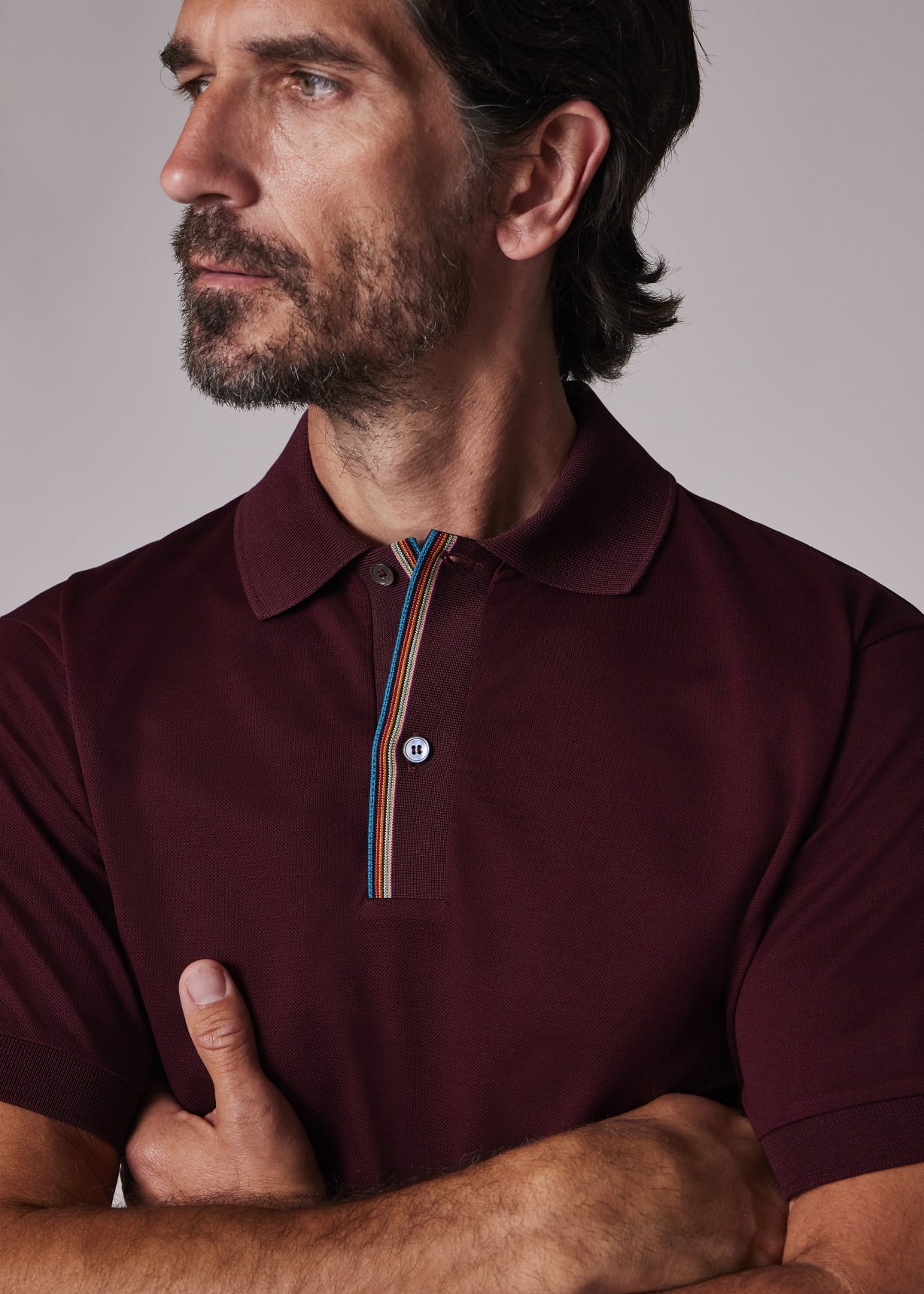Maroon 'Signature Stripe' Trim Polo Shirt