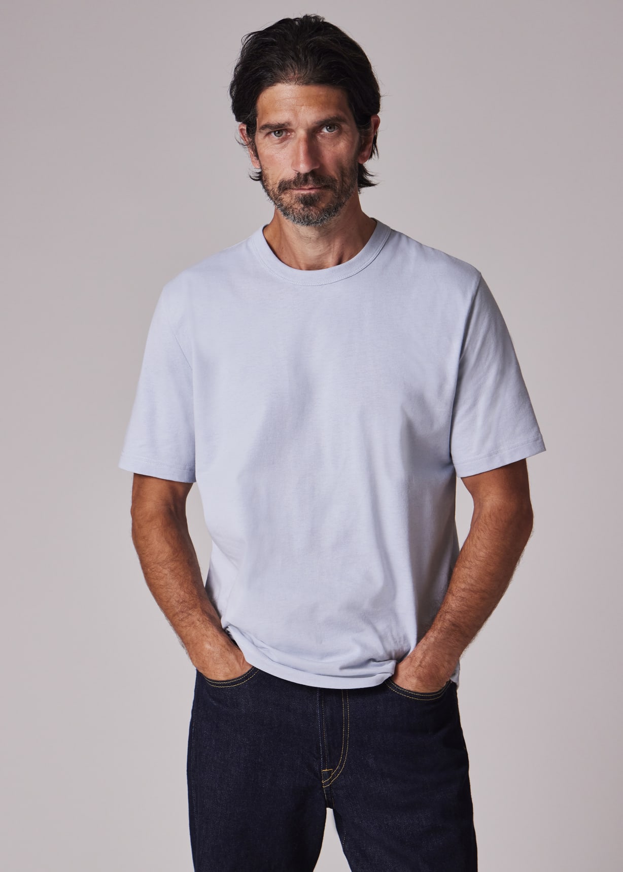 Men's Light Blue Casual-Fit Organic Cotton T-Shirt
