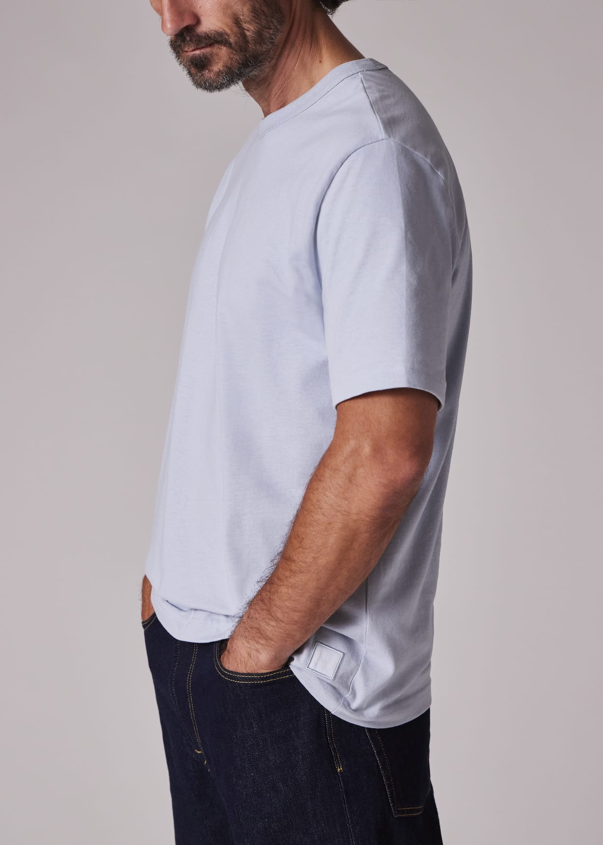 Men's Light Blue Casual-Fit Organic Cotton T-Shirt