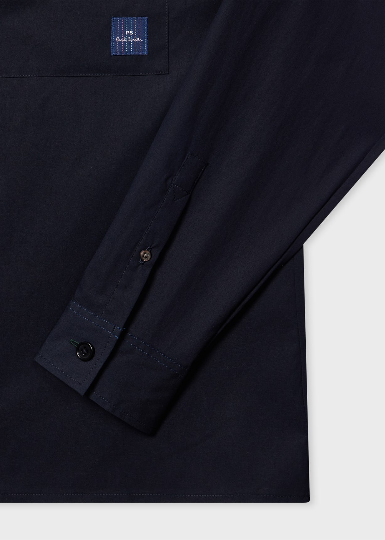 Men's Navy Cotton-Nylon Double Pocket Overshirt