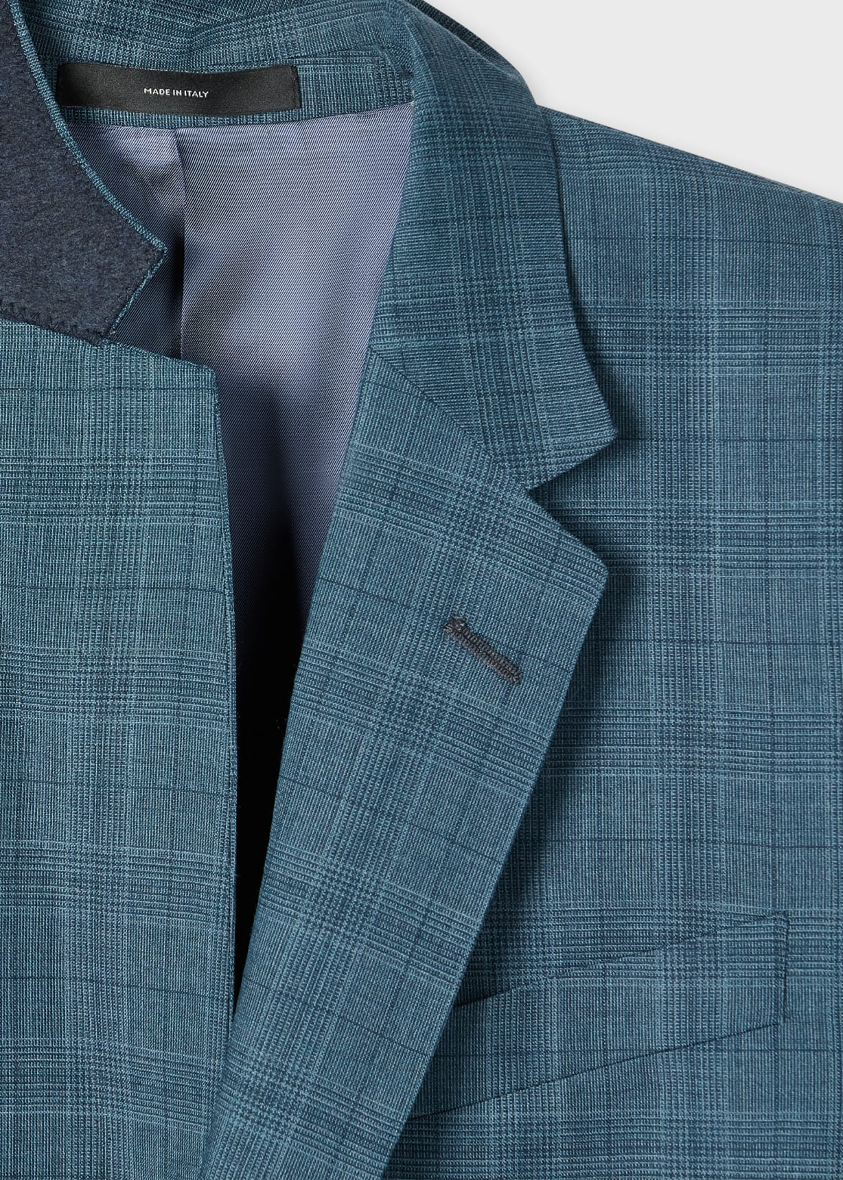 Men's Tailored-Fit Teal Check Wool Suit