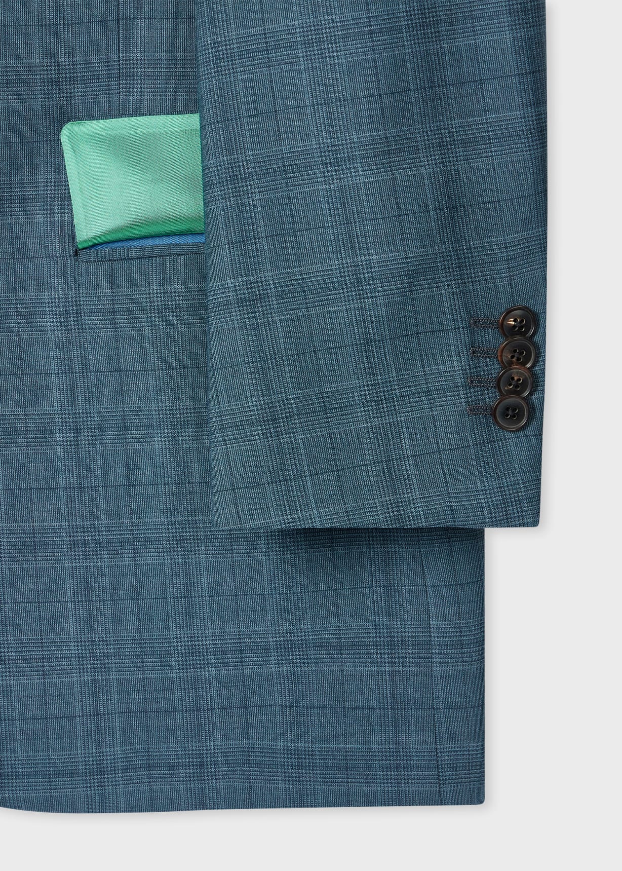 Men's Tailored-Fit Teal Check Wool Suit