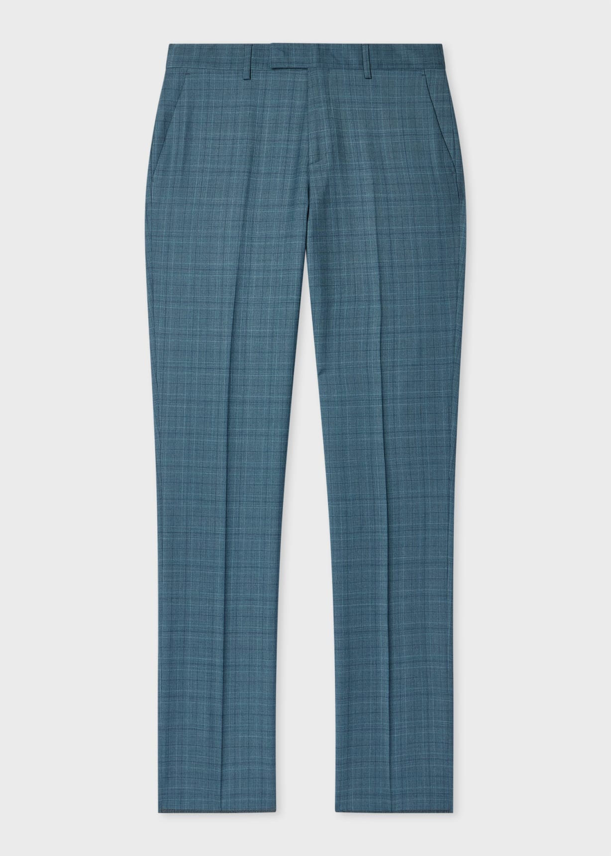 Men's Tailored-Fit Teal Check Wool Suit