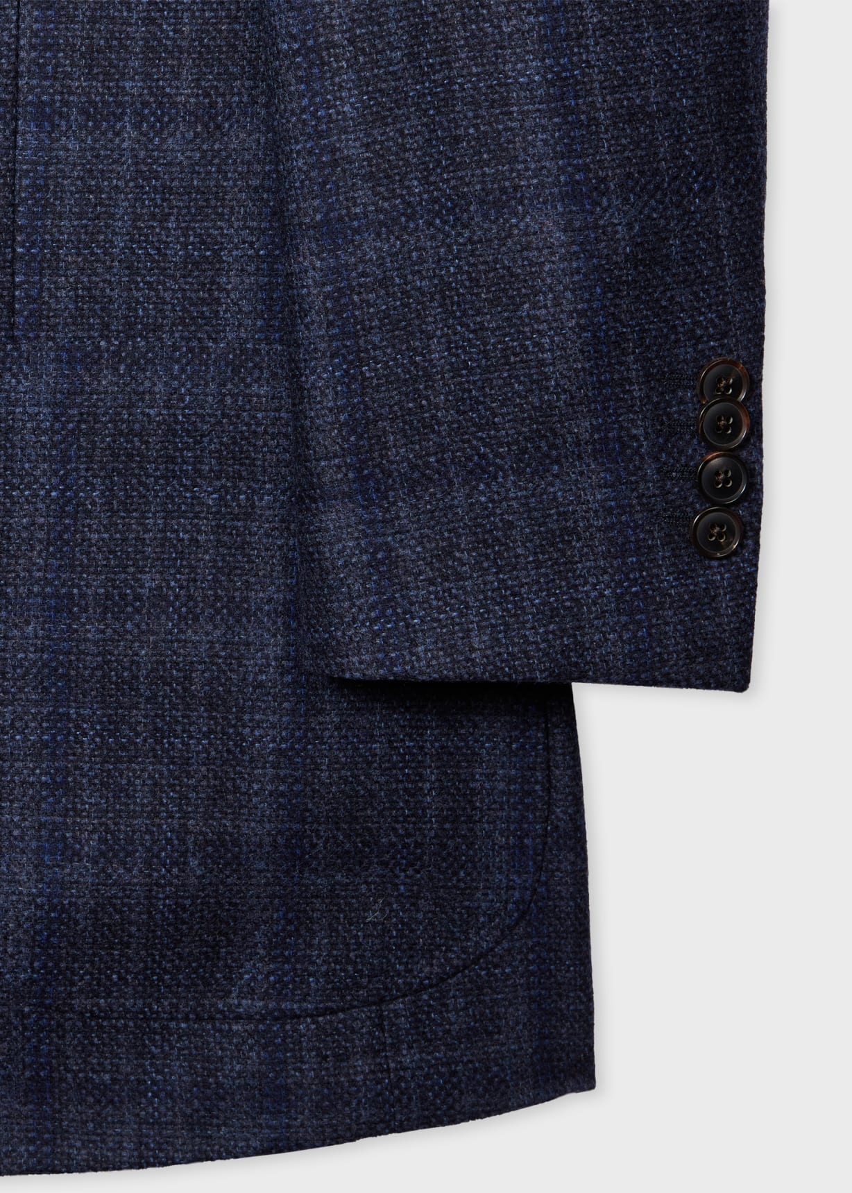 Men's Navy Check Wool-Cashmere Buggy-Lined Blazer