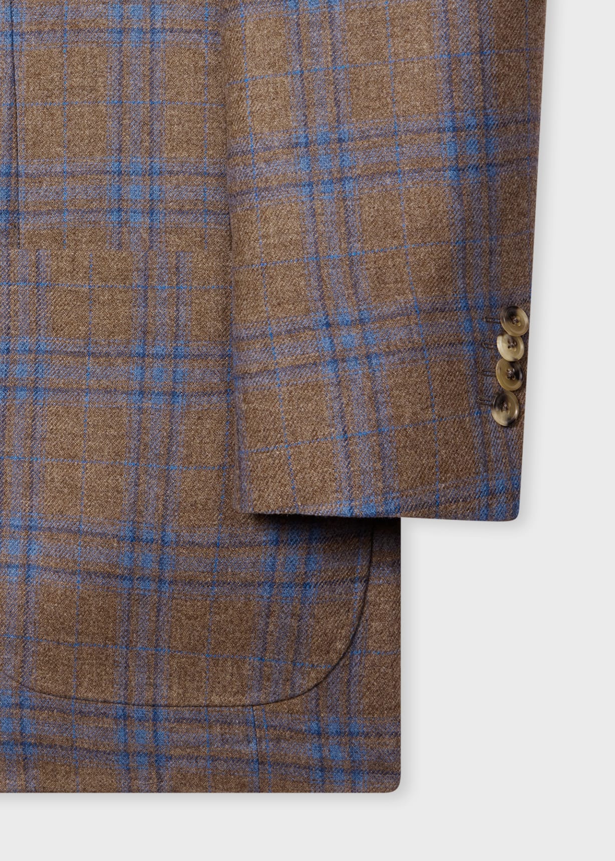 Men's Brown Check Wool-Cashmere Buggy-Lined Blazer