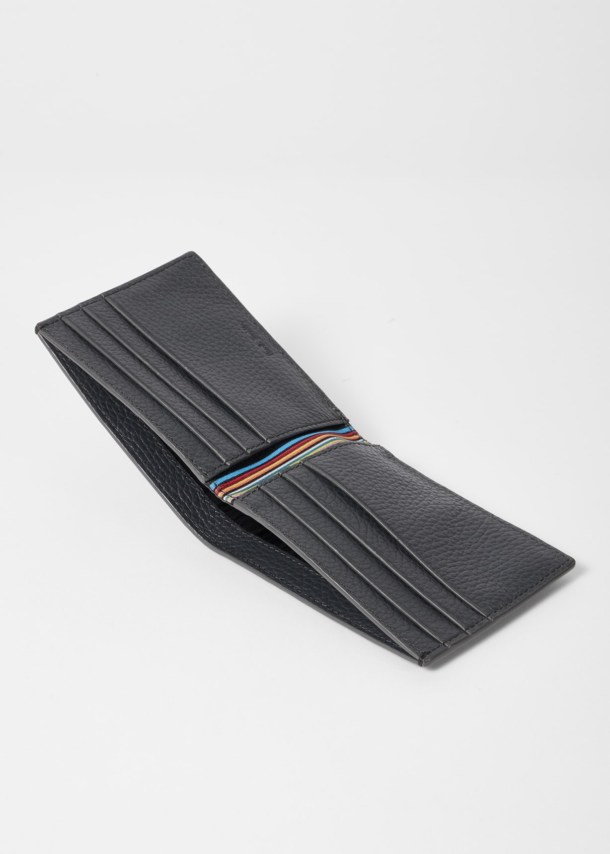 Men's Grey Grained Leather Compact Billfold Wallet