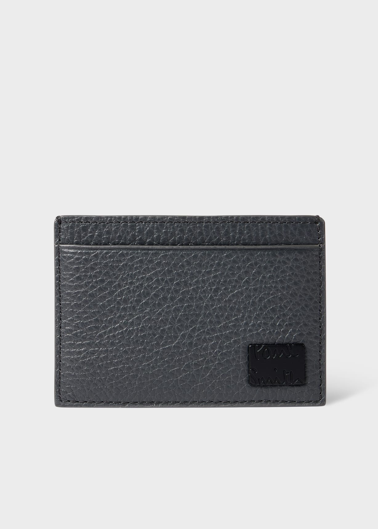 Men's Grey Grained Leather Card Holder