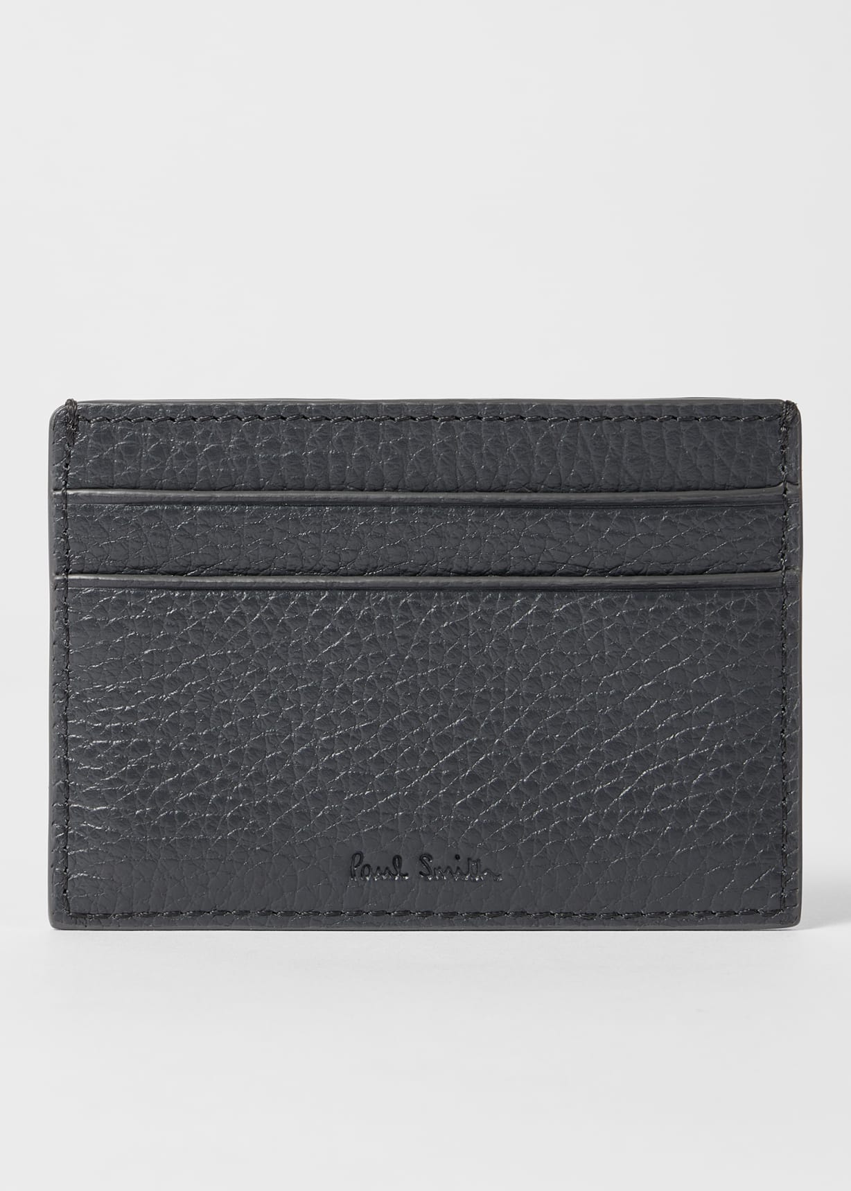 Men's Grey Grained Leather Card Holder