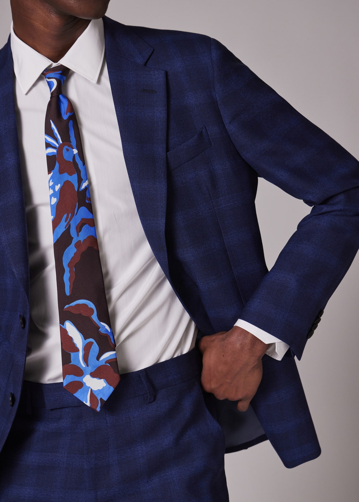 Men's Blue Check Tropical Wool Suit