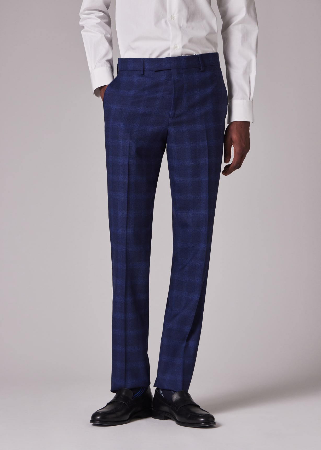 Men's Blue Check Tropical Wool Suit