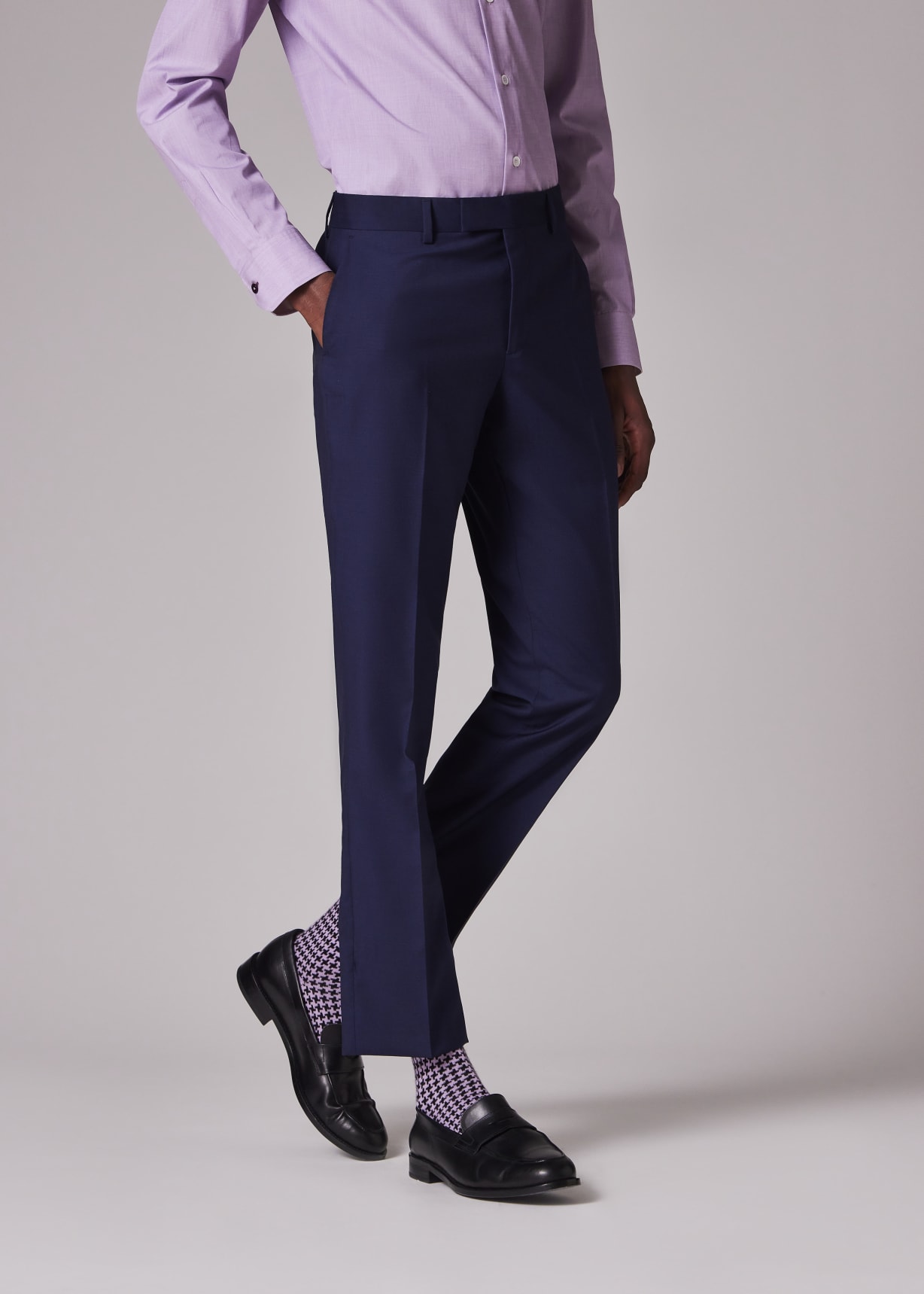 Men's Tailored-Fit Navy Tropical Wool Suit