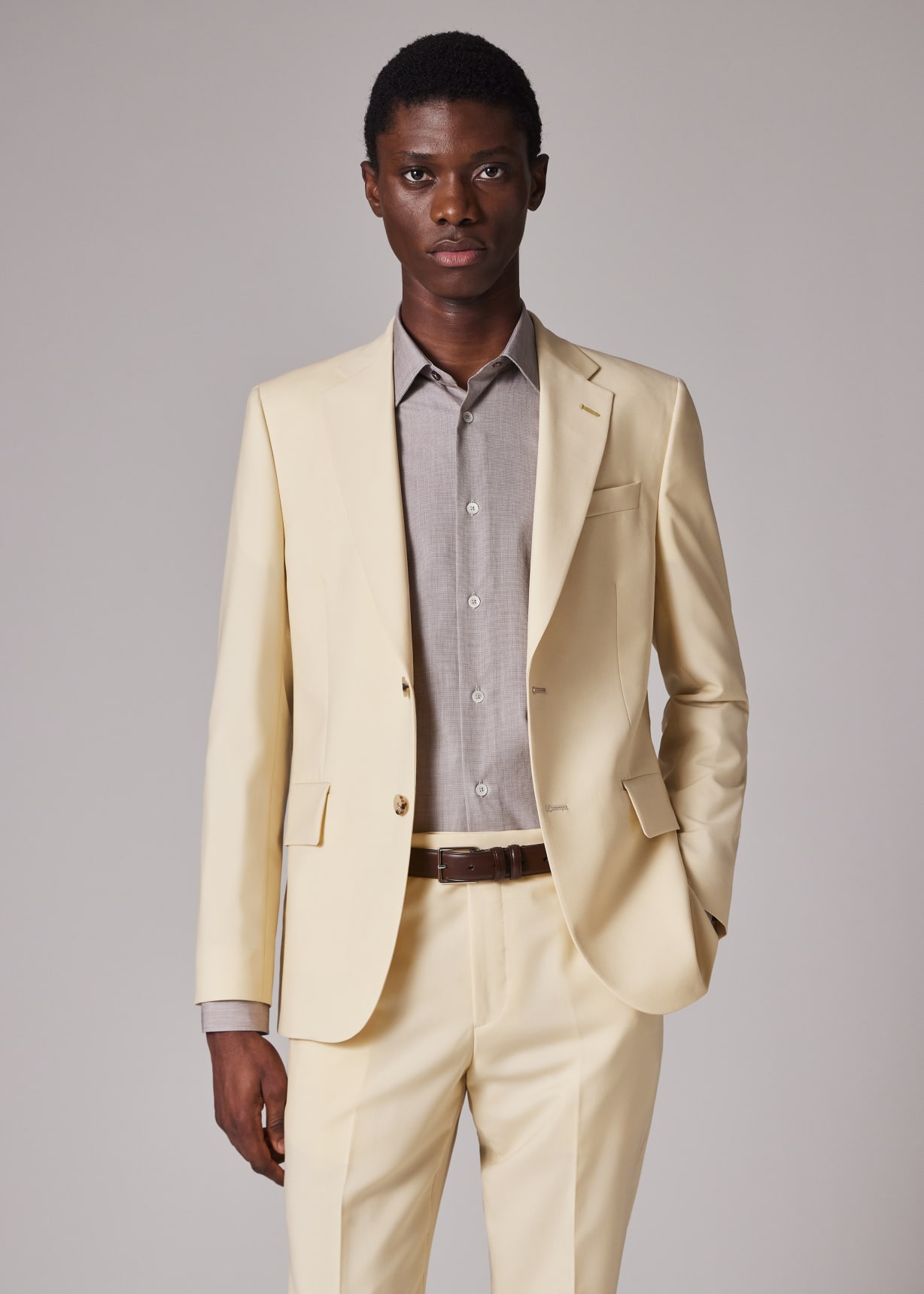 Men's Butter Yellow Wool-Mohair Suit