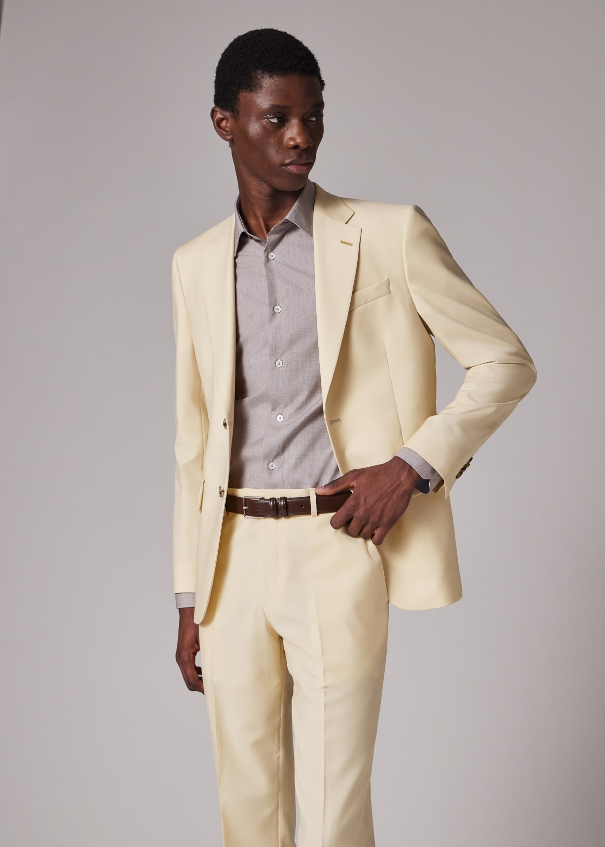 Men's Butter Yellow Wool-Mohair Suit
