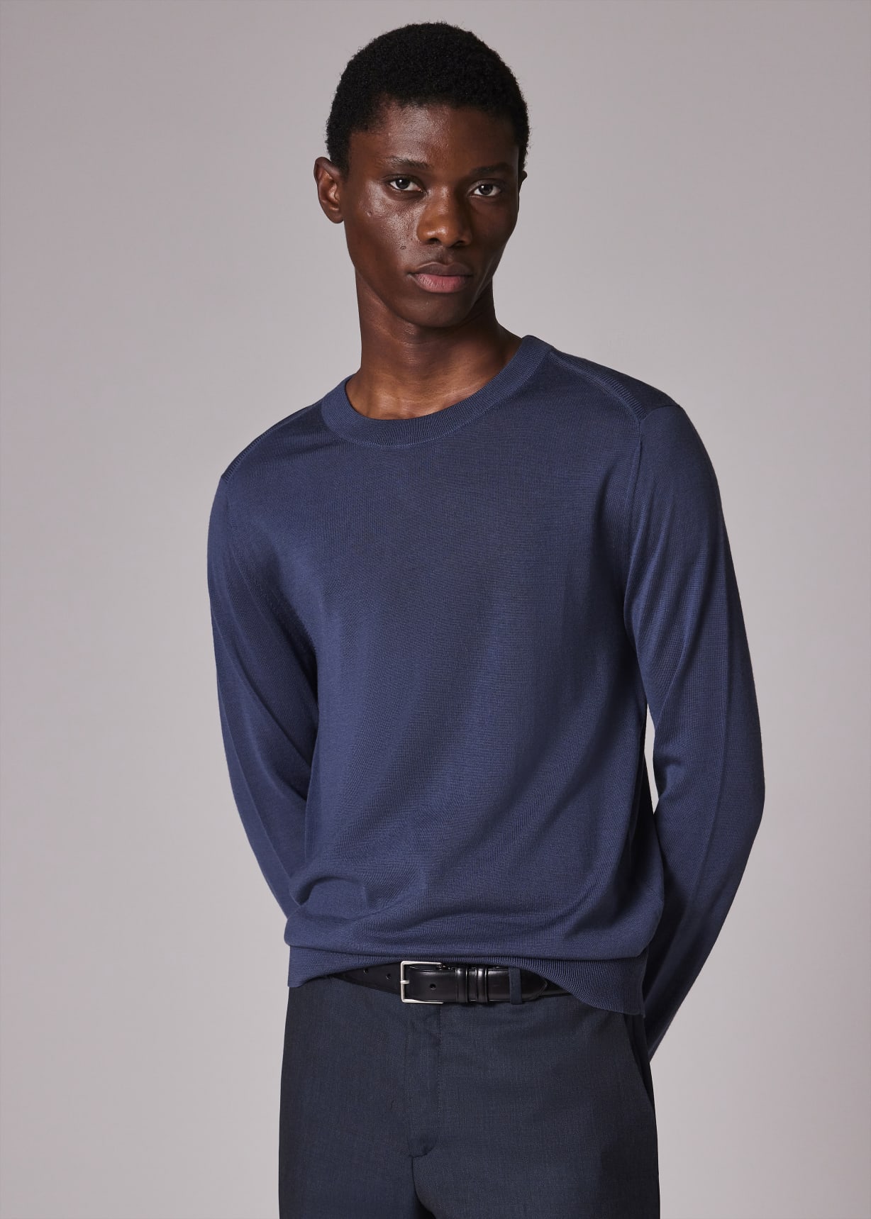 Men's Stone Blue Merino Wool Sweater