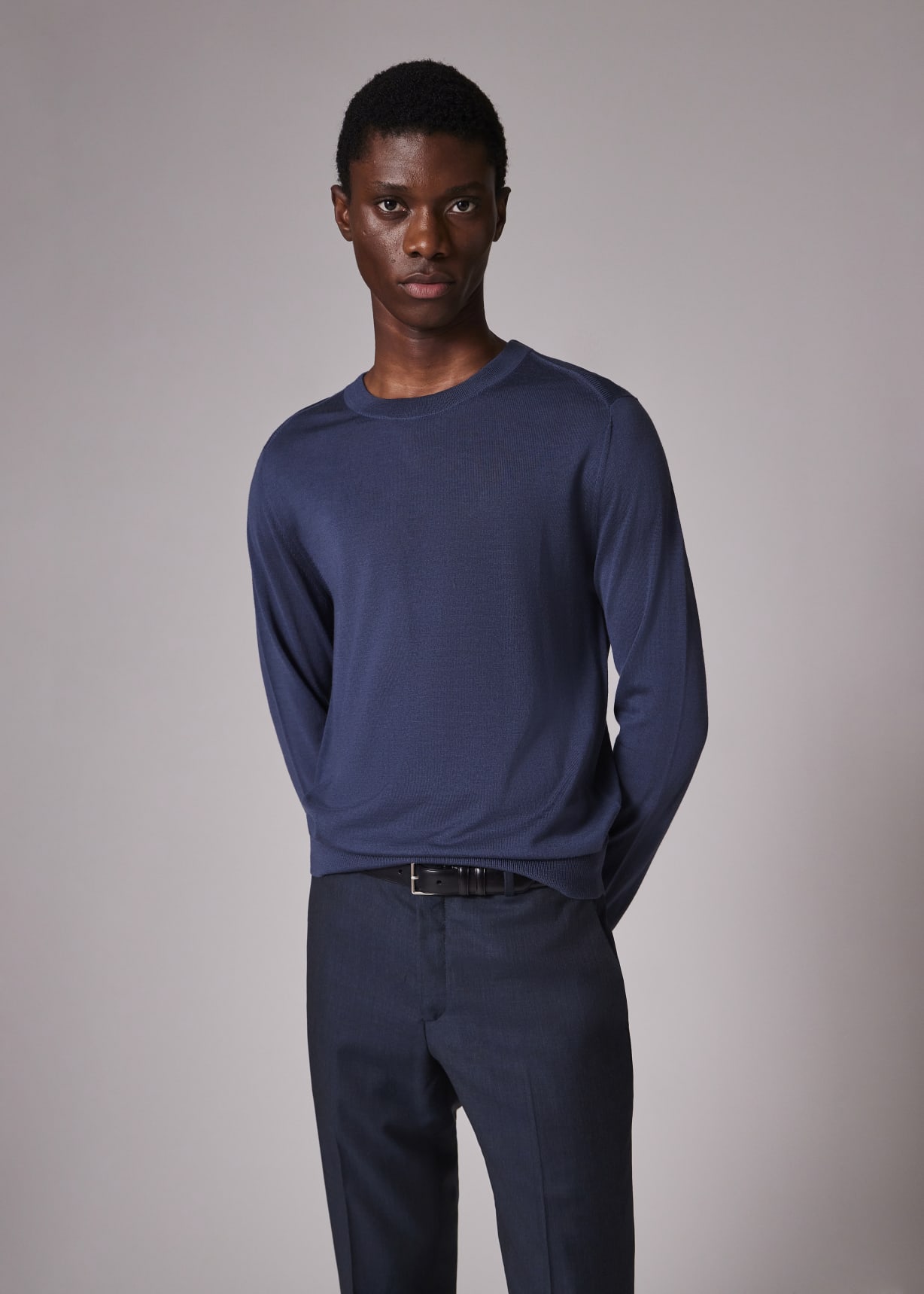 Men's Stone Blue Merino Wool Sweater