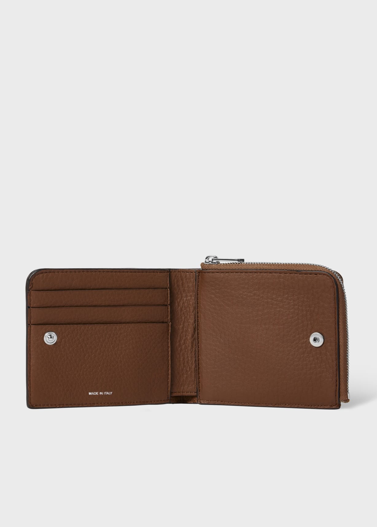 Men's Tan Leather 'Signature Stripe' Piping Zip Billfold Wallet