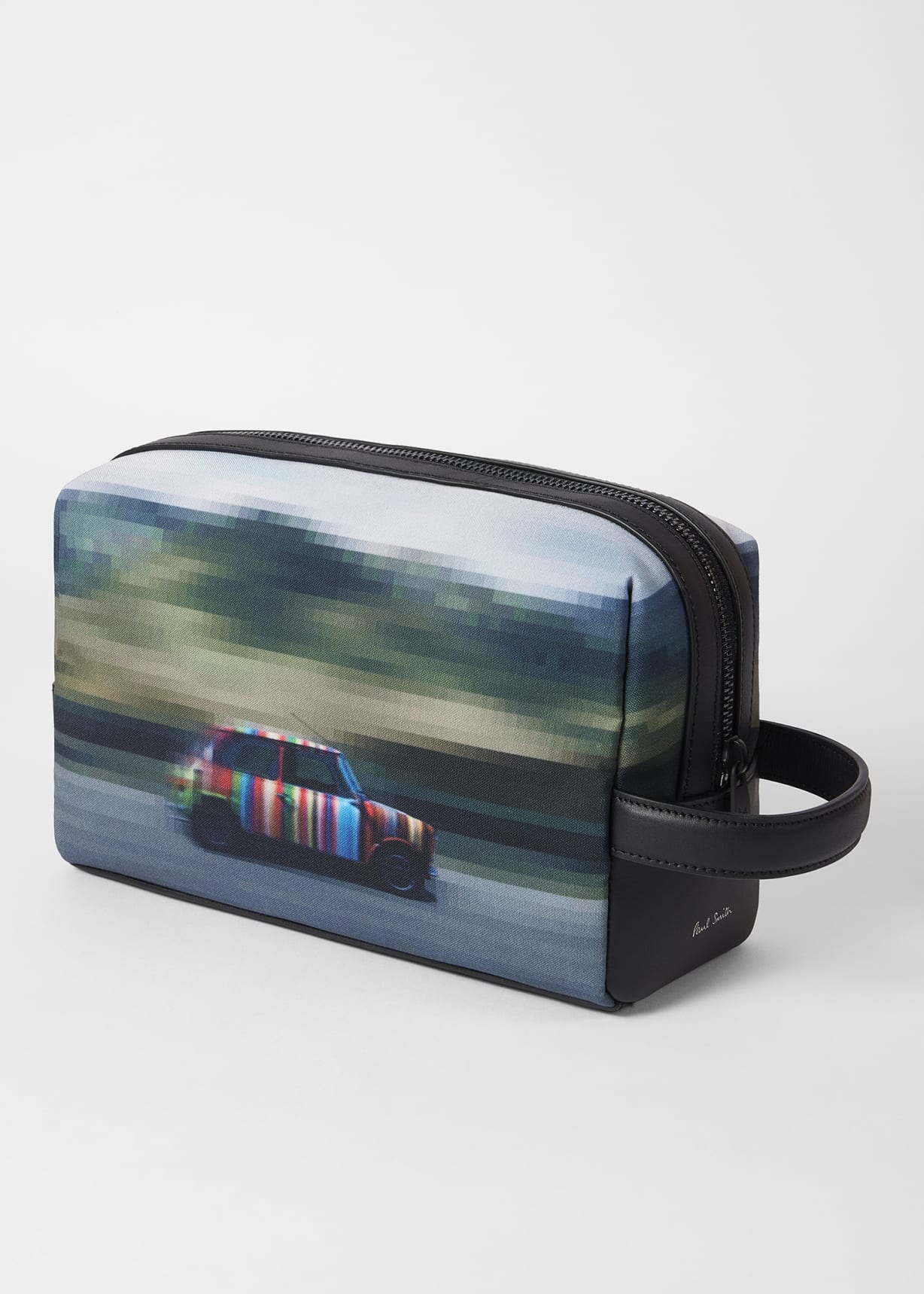 Men's Recycled Polyester Black 'Pixelated Mini' Wash Bag