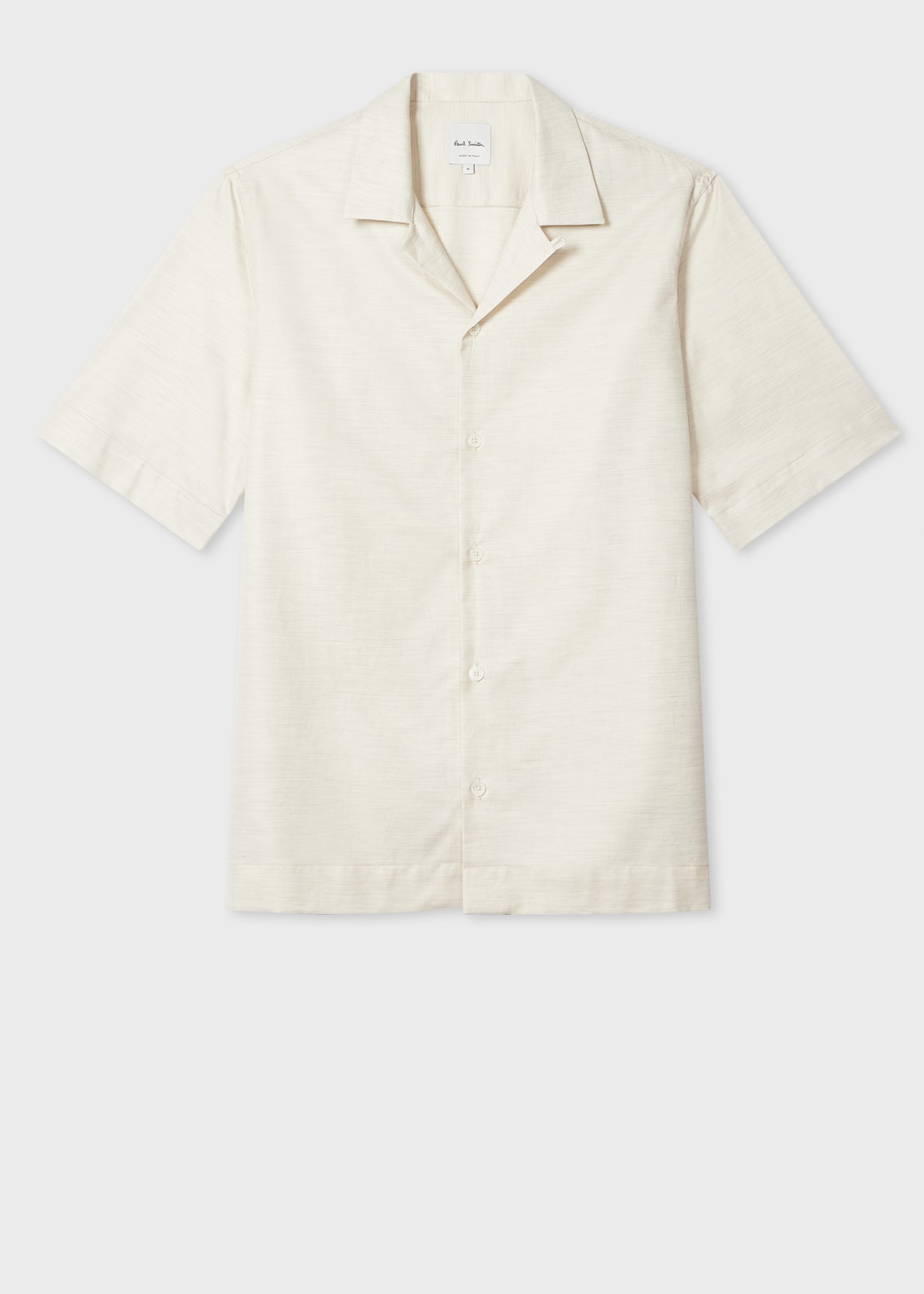 Men's Cream Brushed Cotton-Twill Short-Sleeve Shirt