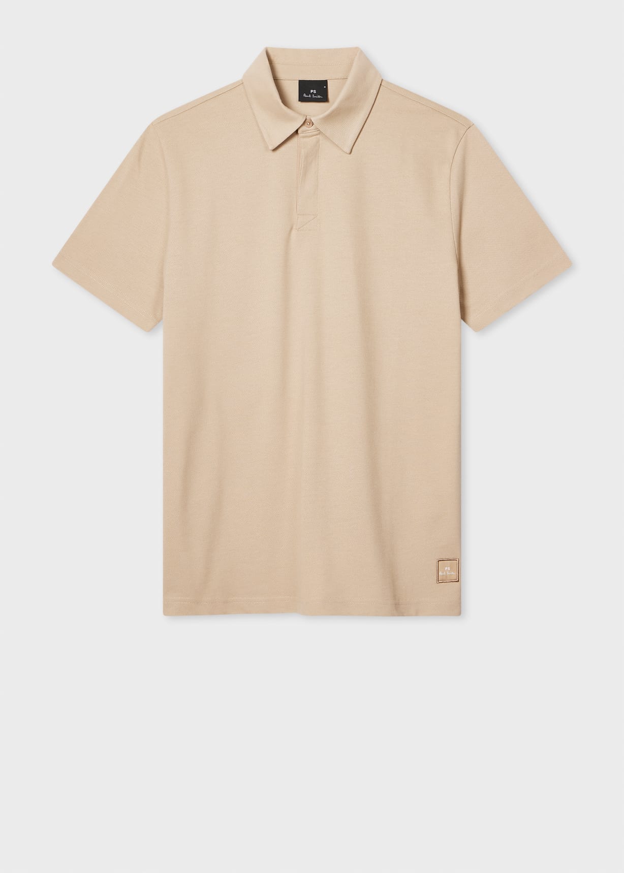Men's Pale Tan Concealed-Placket Polo Shirt