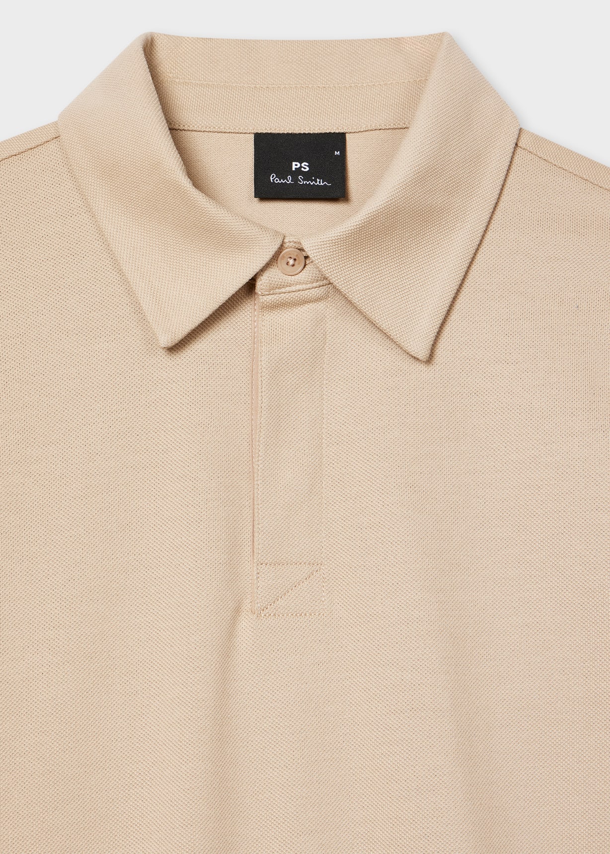 Men's Pale Tan Concealed-Placket Polo Shirt