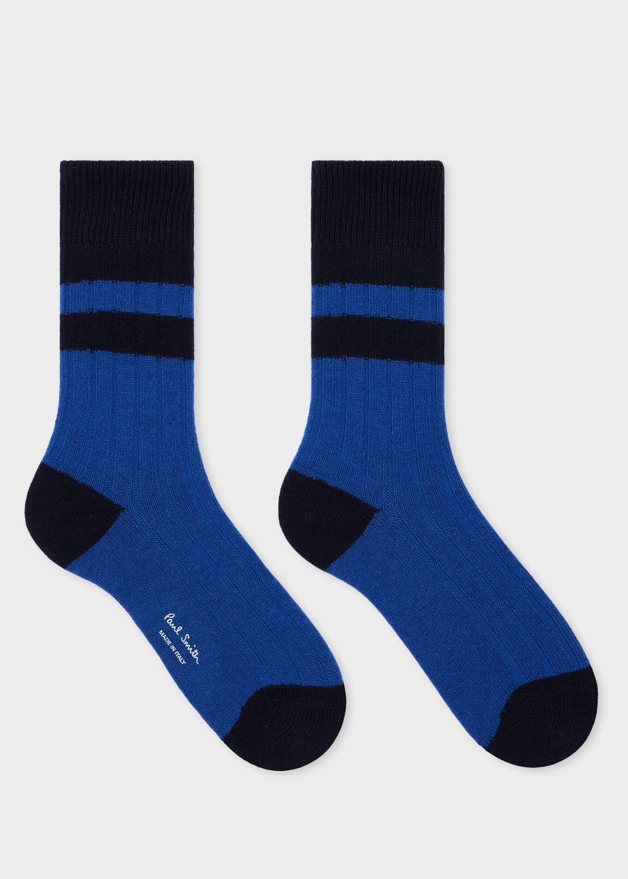Women's Blue and Navy Ribbed Colour Block Socks