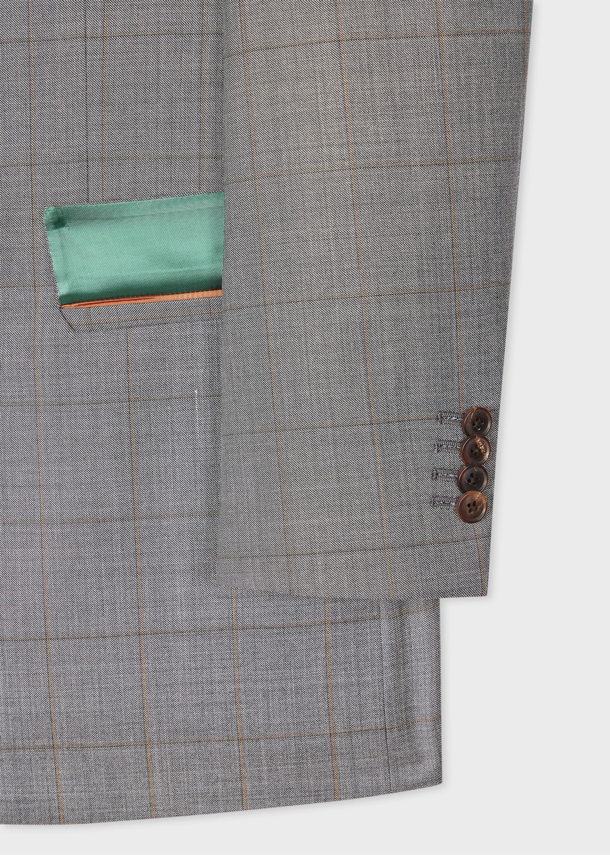 Men's Grey Windowpane Check Wool Double-Breasted Blazer