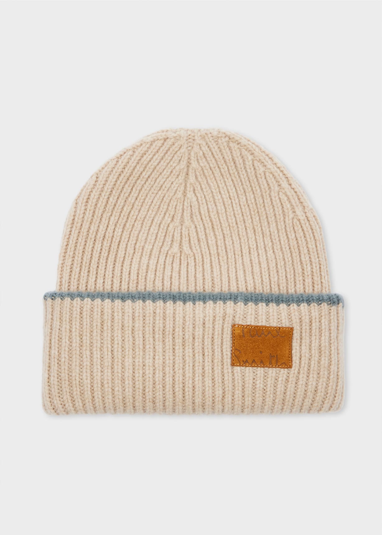 Women's Cream Lambswool Ribbed Beanie
