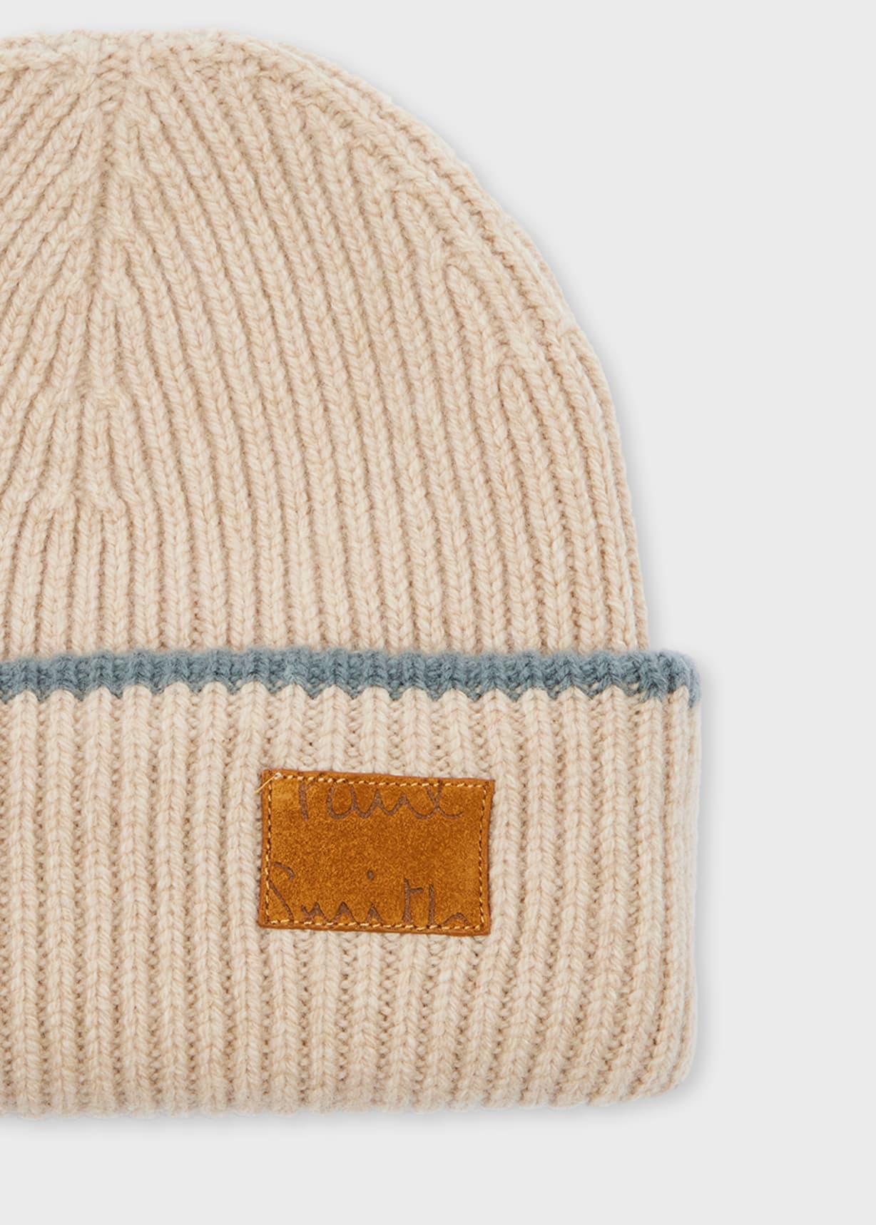 Women's Cream Lambswool Ribbed Beanie