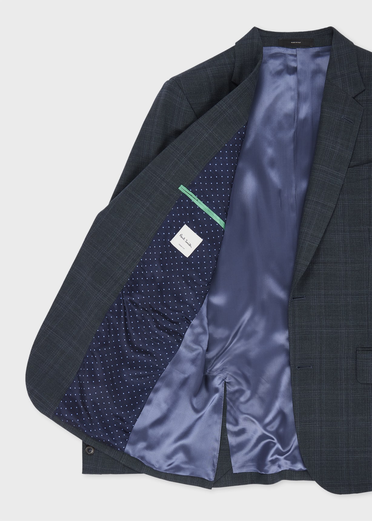 Men's Tailored Fit Green Superfine Merino Wool Check Three-Piece Suit