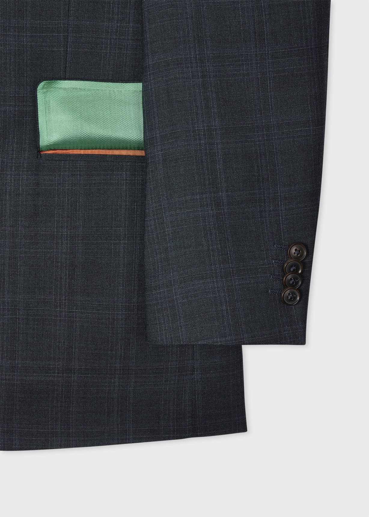 Men's Tailored Fit Green Superfine Merino Wool Check Three-Piece Suit