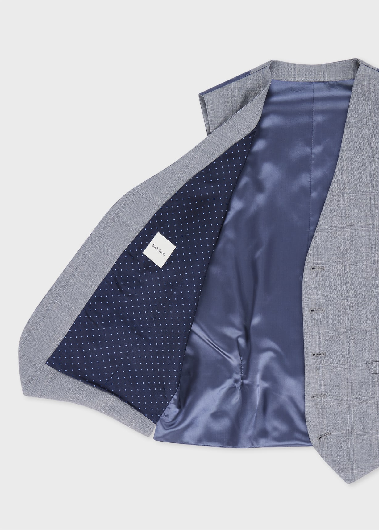 Men's Grey Superfine Merino Wool Check Three-Piece Suit