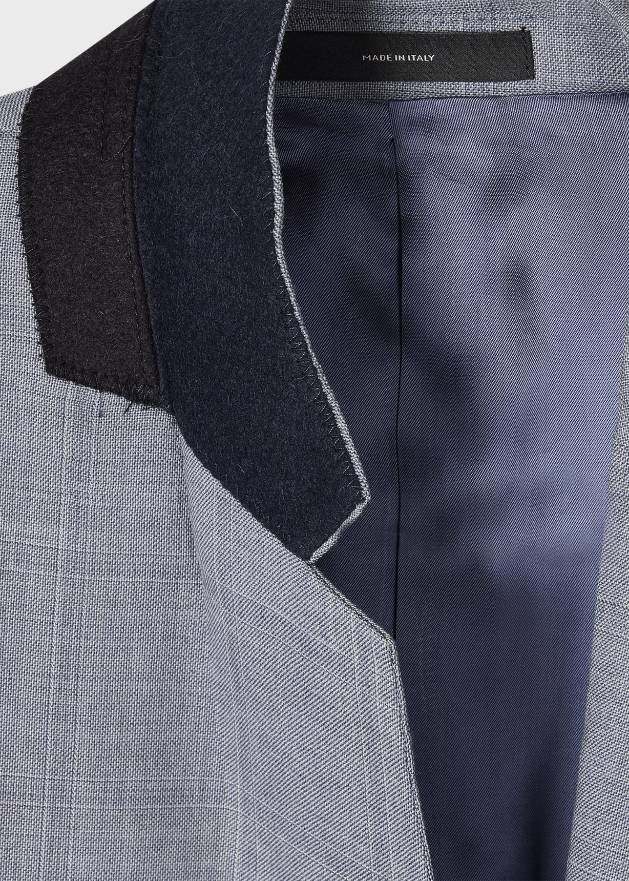 Men's Grey Superfine Merino Wool Check Three-Piece Suit
