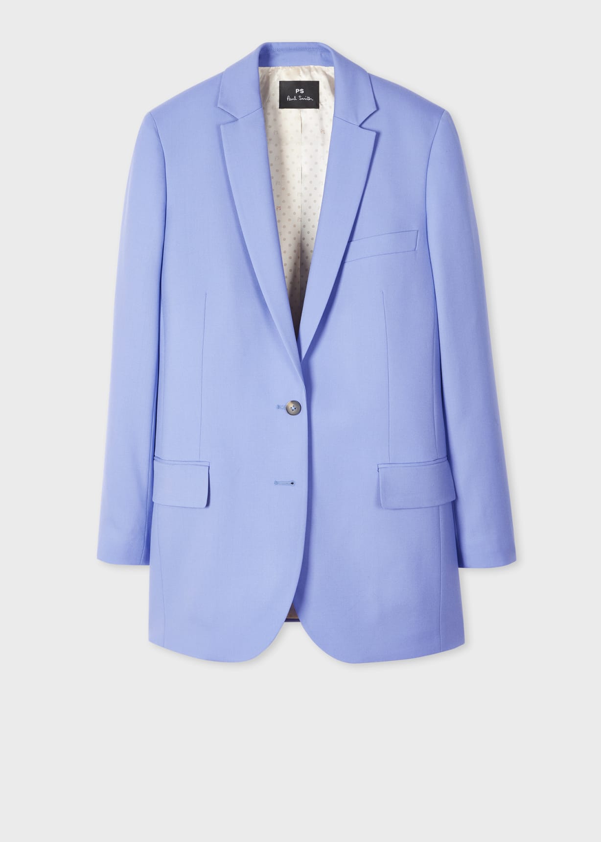 Women's Dusty Blue Wool Hopsack Longline Blazer