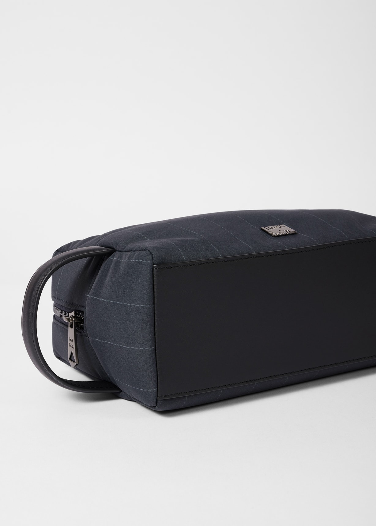 Navy Nylon Pinstripe Wash Bag