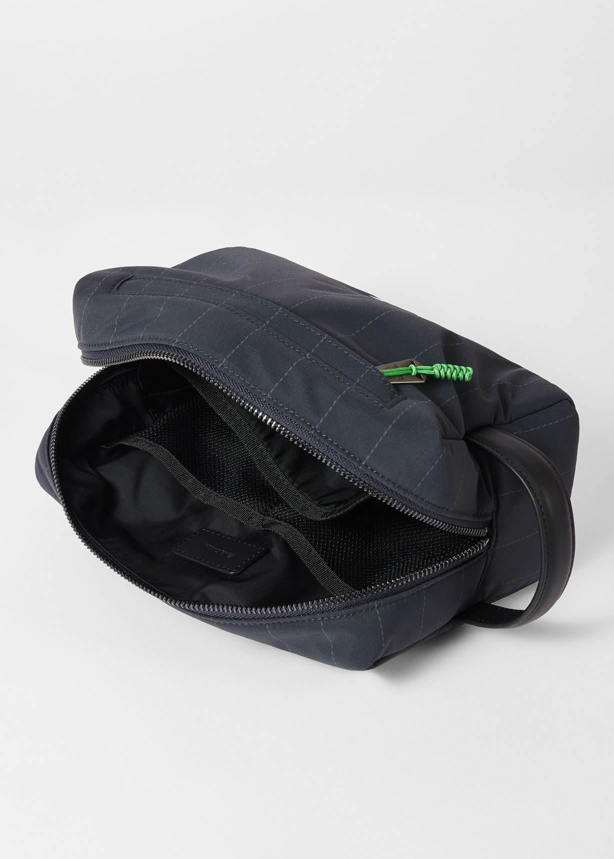 Navy Nylon Pinstripe Wash Bag