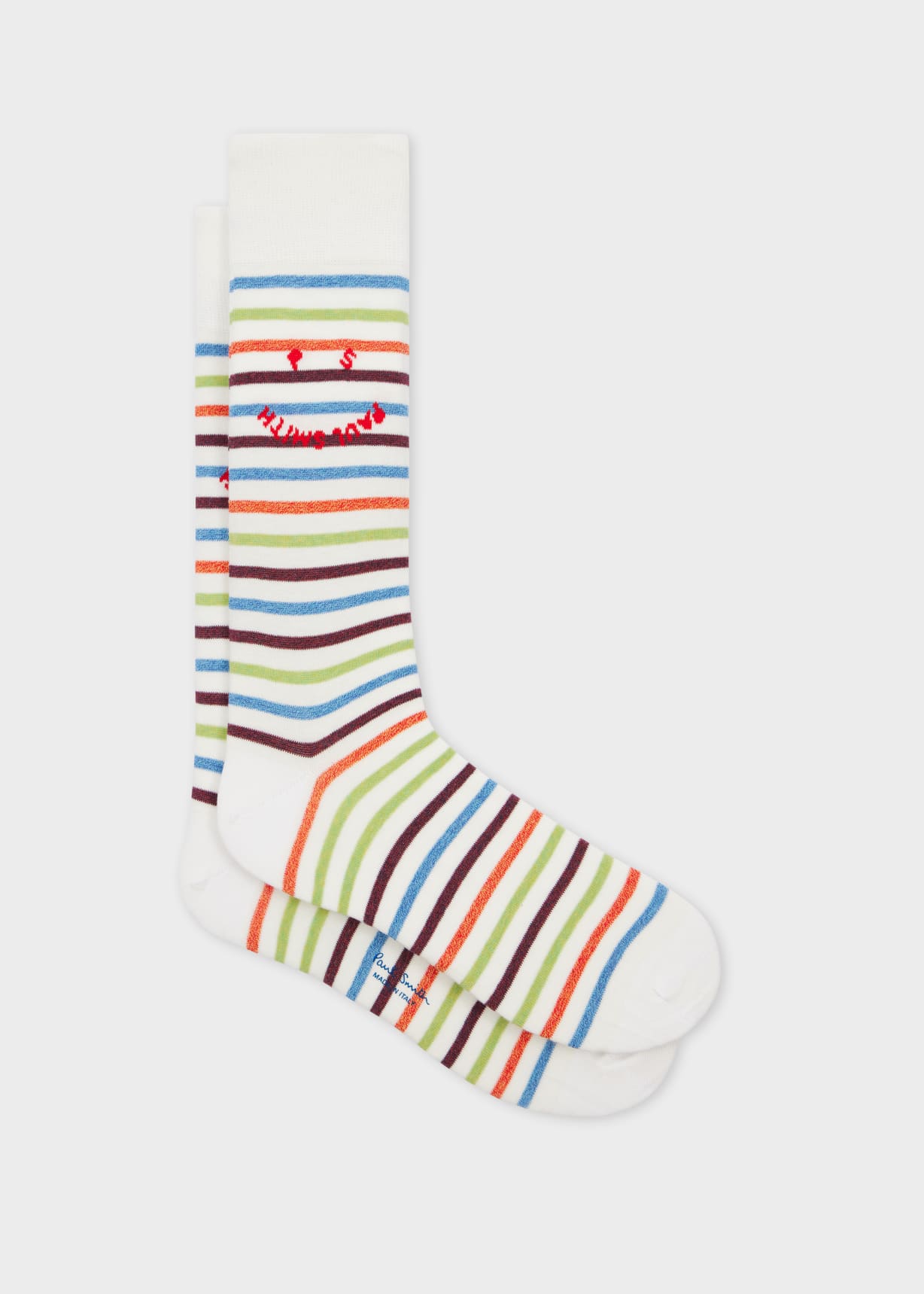 White 'Happy' Stripe Socks