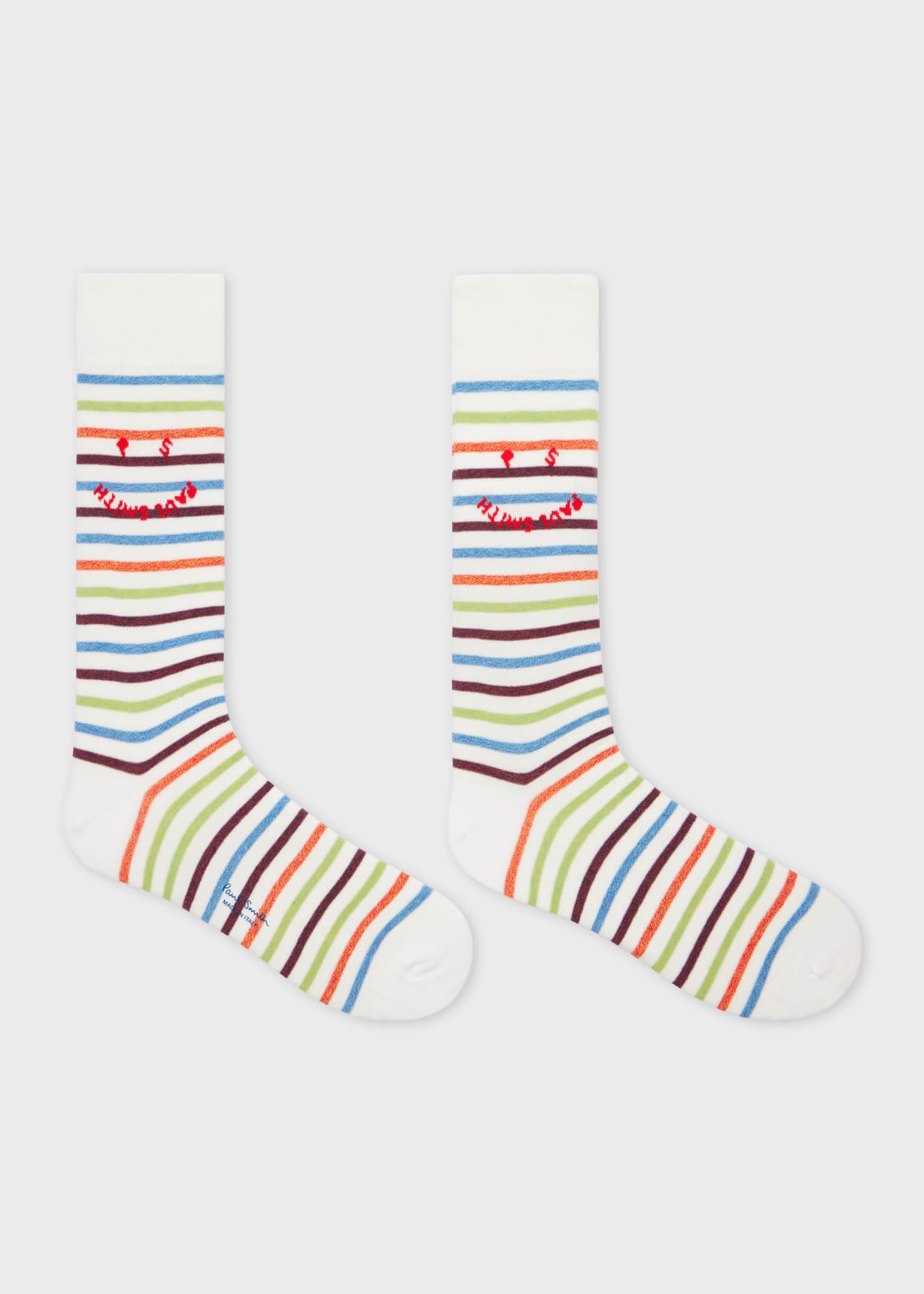 White 'Happy' Stripe Socks