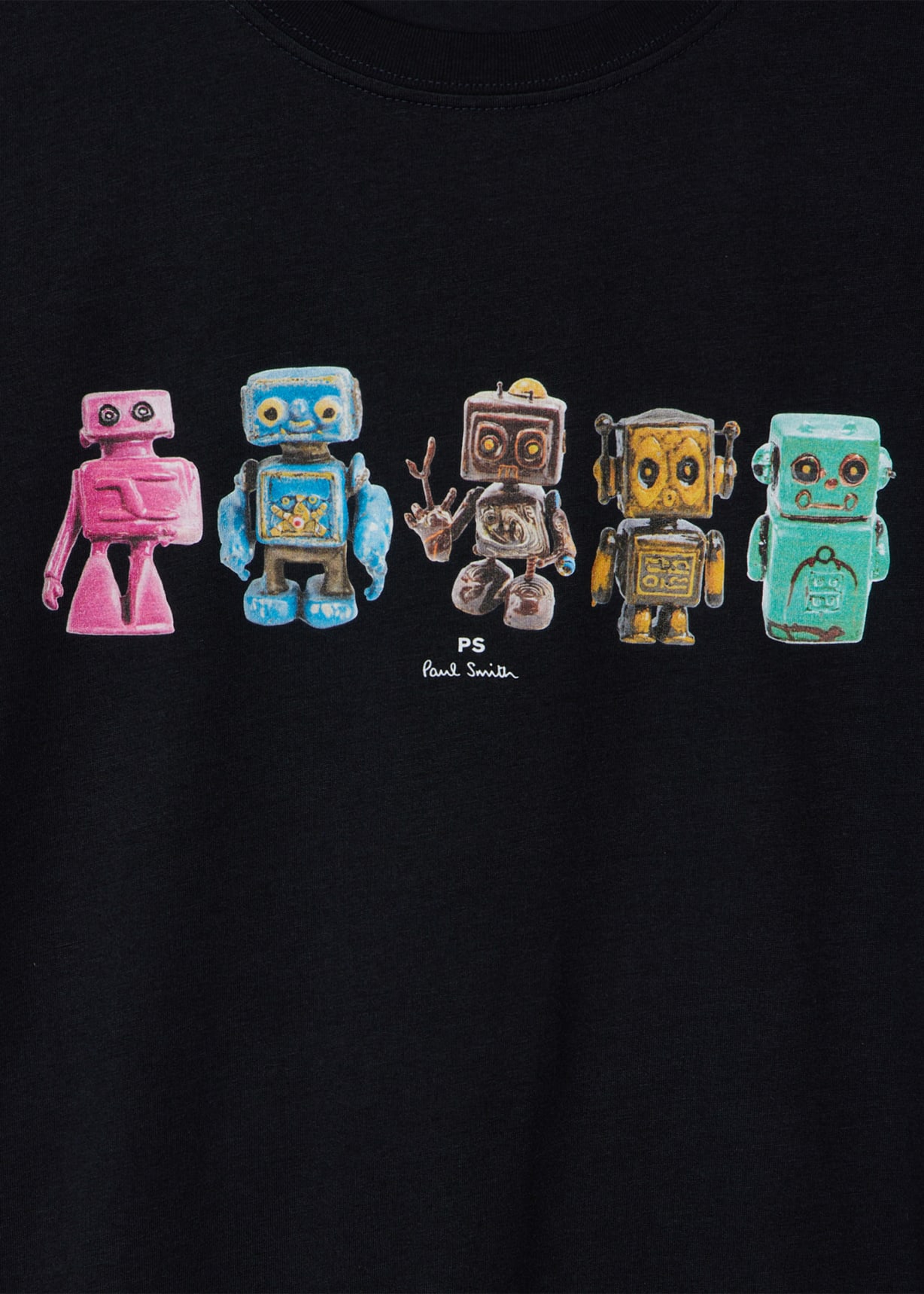 Men's Regular Fit 'Robots' Print Blue Organic Cotton T-Shirt