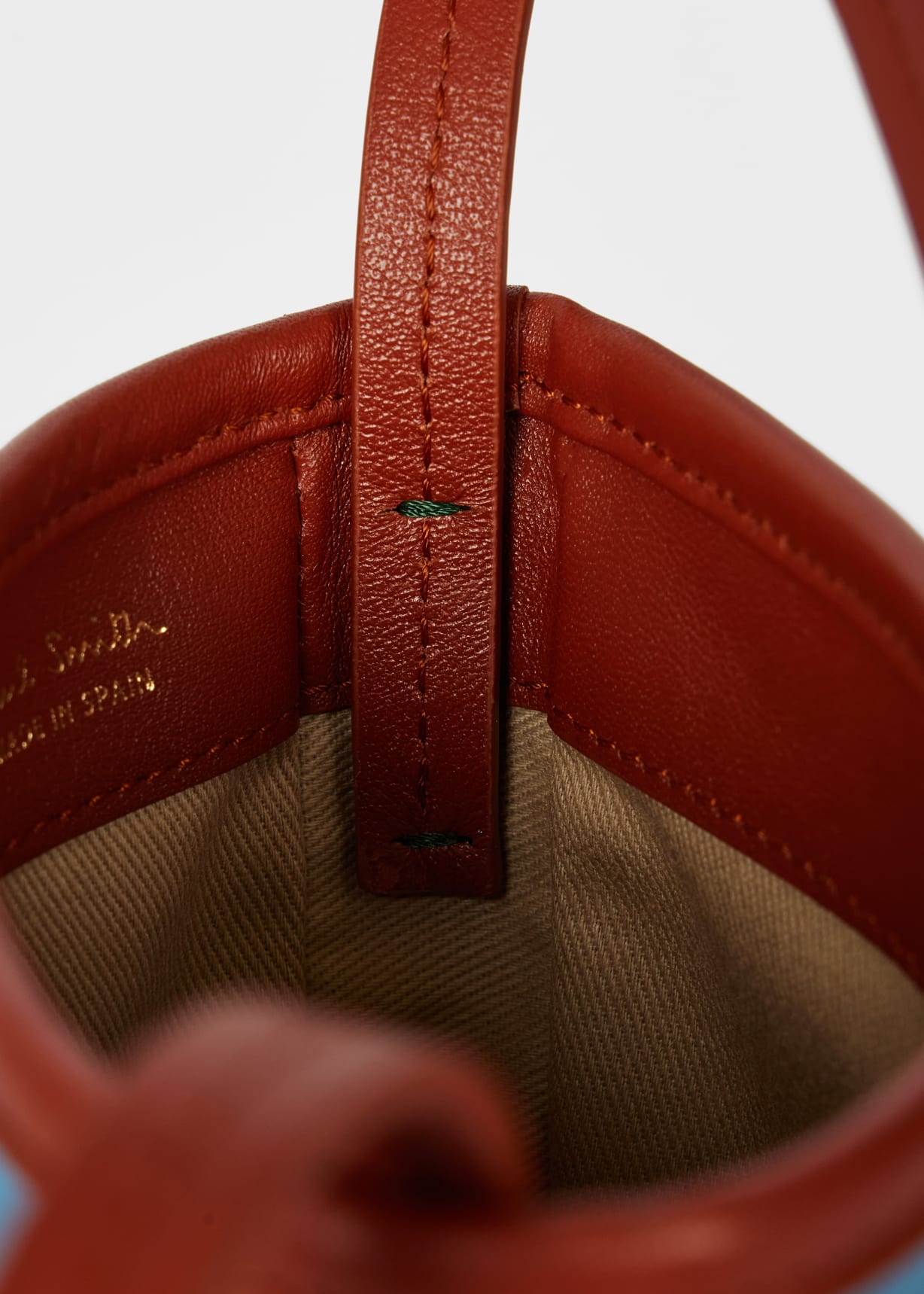 Men's Light Blue Colour-Block Leather Pouch Bag