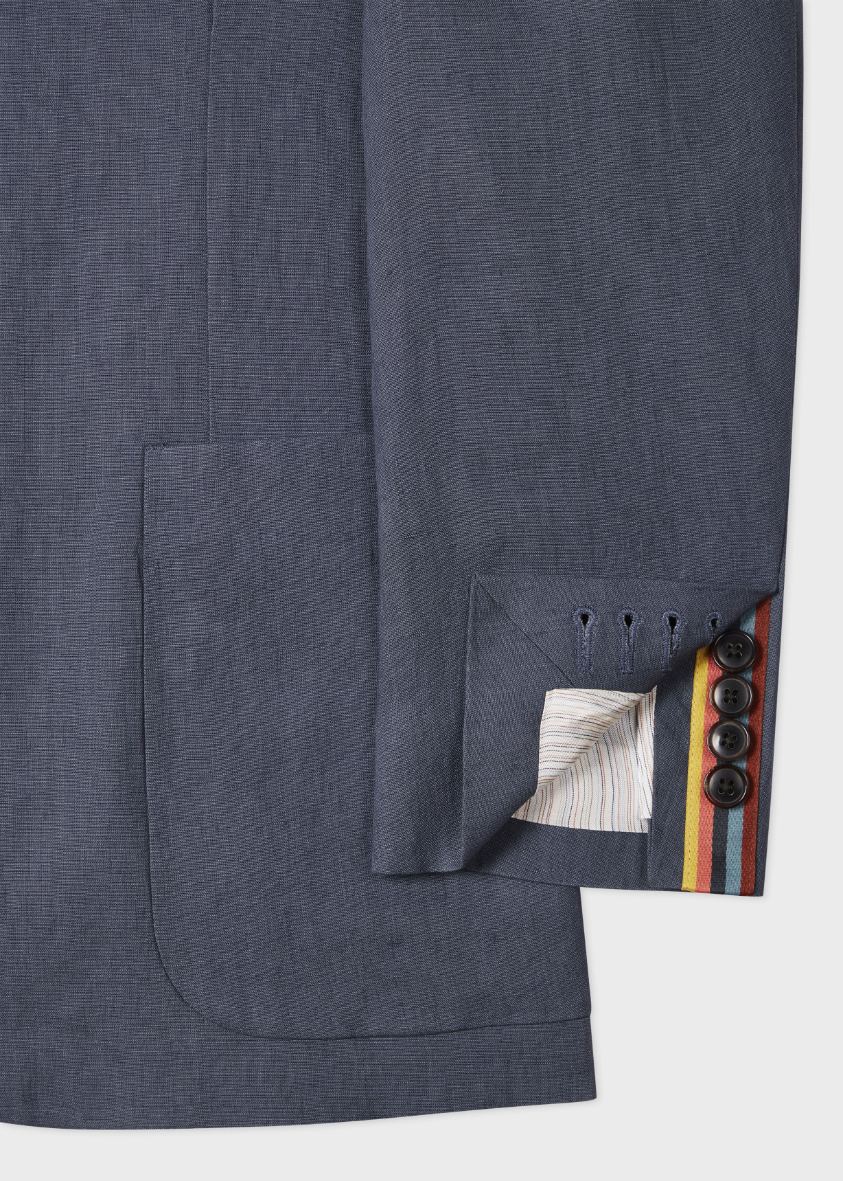 Men's Stone Blue Linen Patch-Pocket Unlined Blazer
