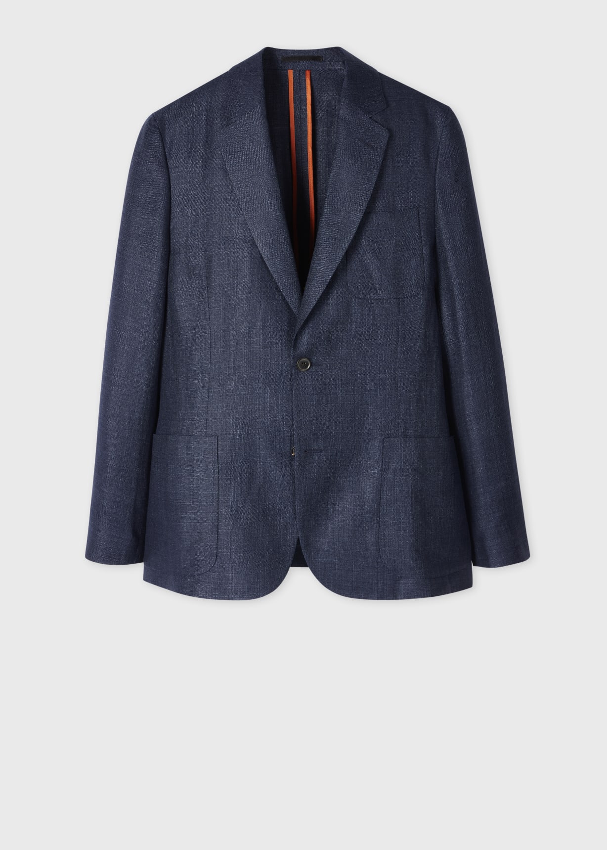 Men's Navy Blue Linen-Wool Unlined Blazer